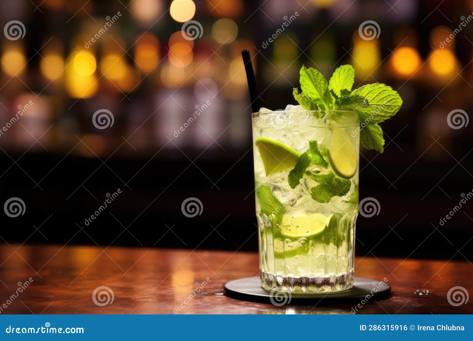 Glass of Caipirinha Cocktail on Table Stock Illustration - Illustration ...