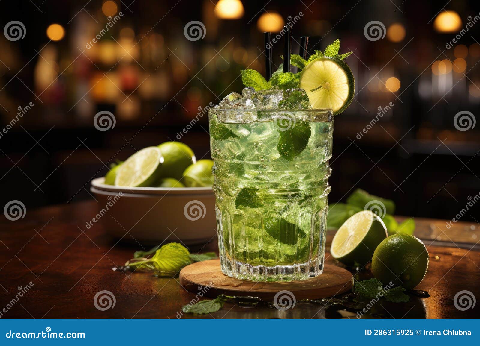 Glass of Caipirinha Cocktail on Table Stock Illustration - Illustration ...
