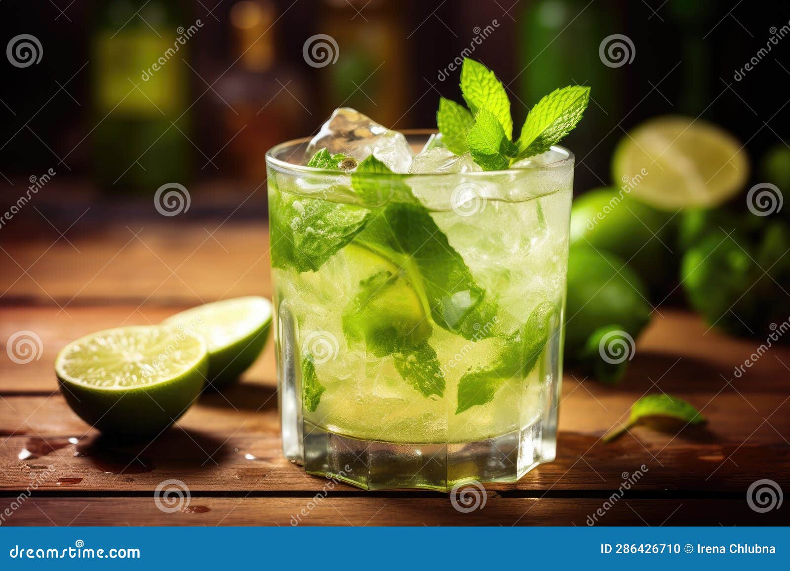 Glass of Caipirinha Cocktail on Table Stock Illustration - Illustration ...