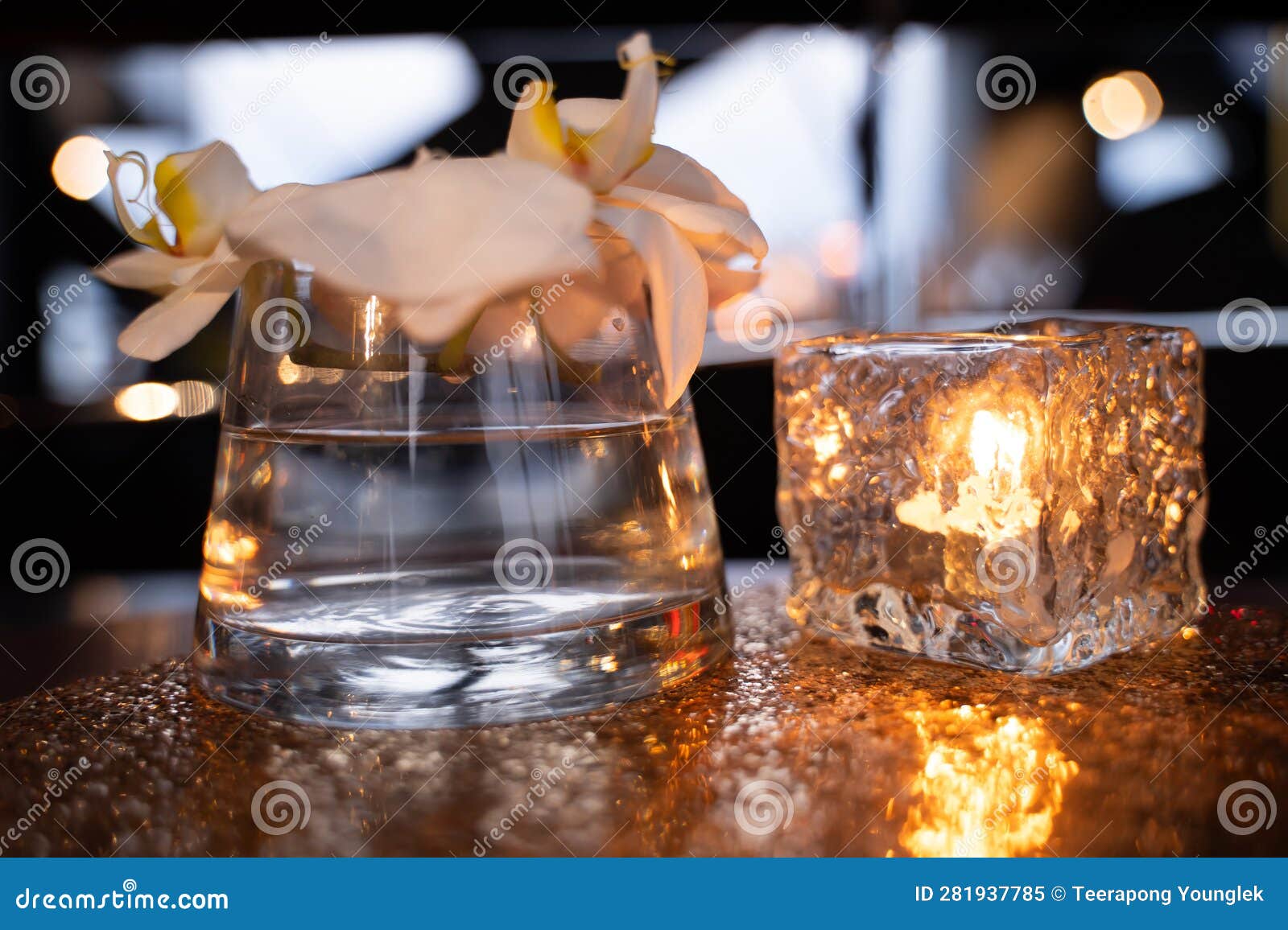 Glass with Candlelight Romance for a Very Special Night Stock Image ...