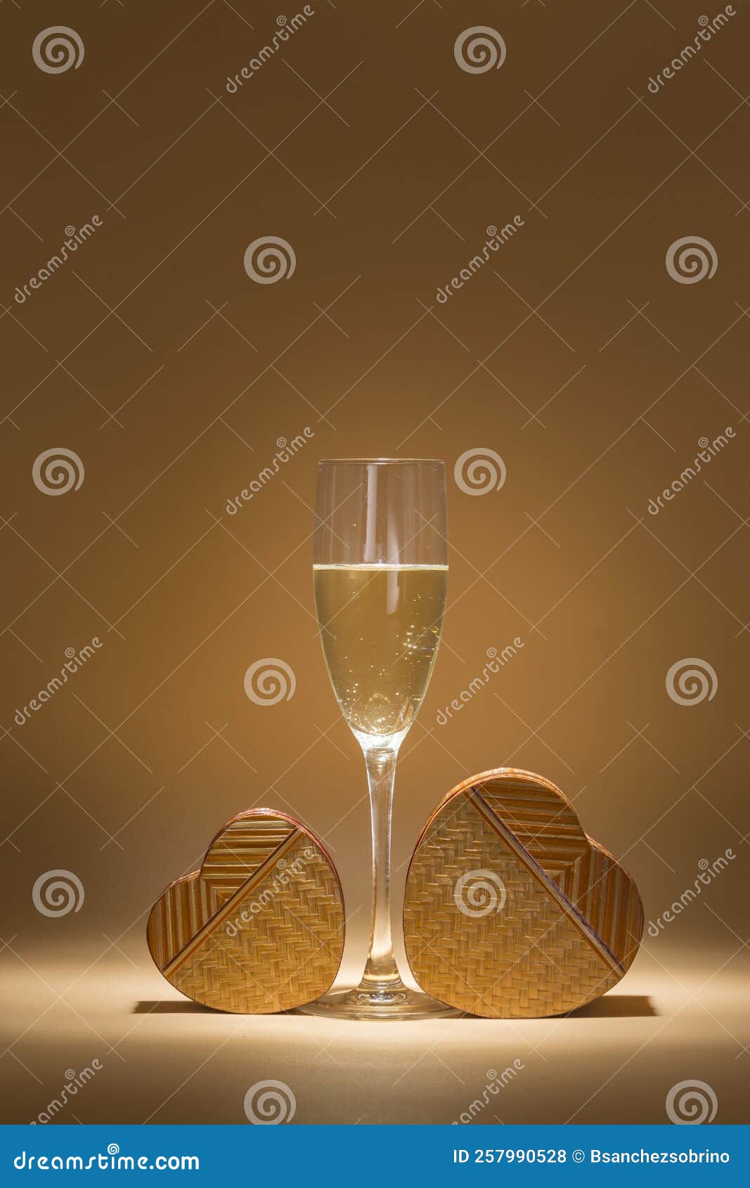 Glass of Cava and Heart-shaped Boxes in an Intimate Setting Stock Photo ...