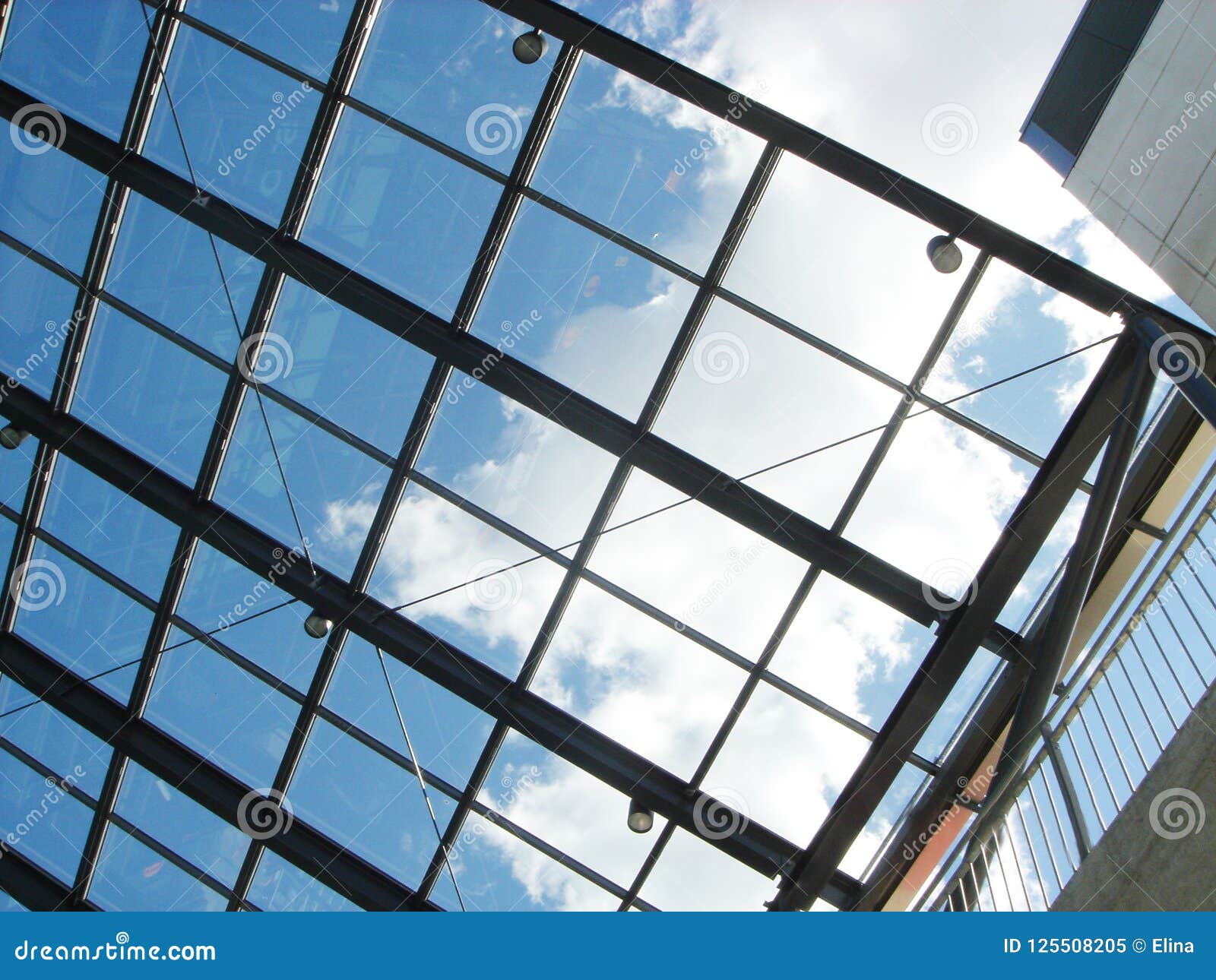 The Blue Sky through a Glass Ceiling Stock Image - Image of modern ...