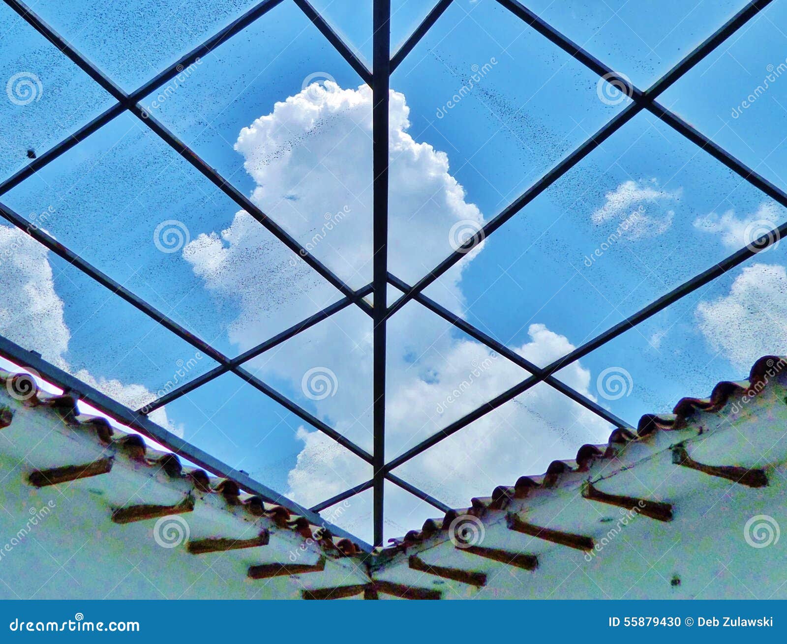 Glass Ceiling with Blue Sky and White Clouds Stock Photo - Image of ...