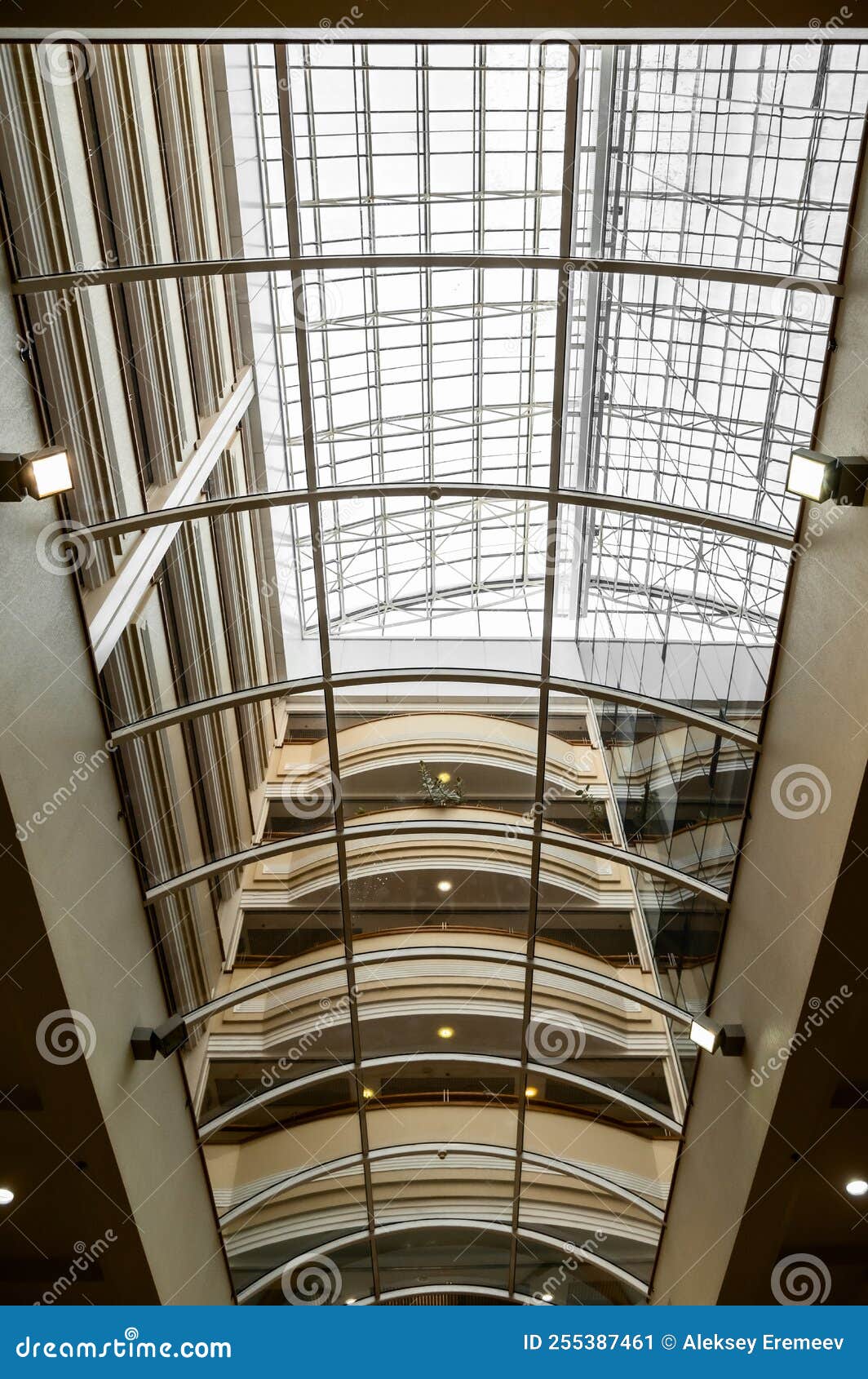 Glass Ceiling from Inside the Building Stock Image - Image of hall ...