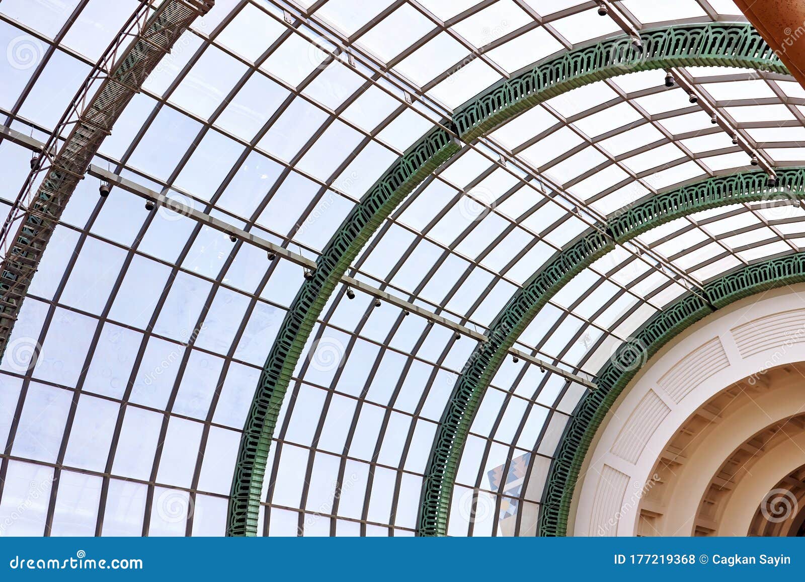 Glass Ceiling Interior of a Modern Architecture Shopping Mall in Dubai ...