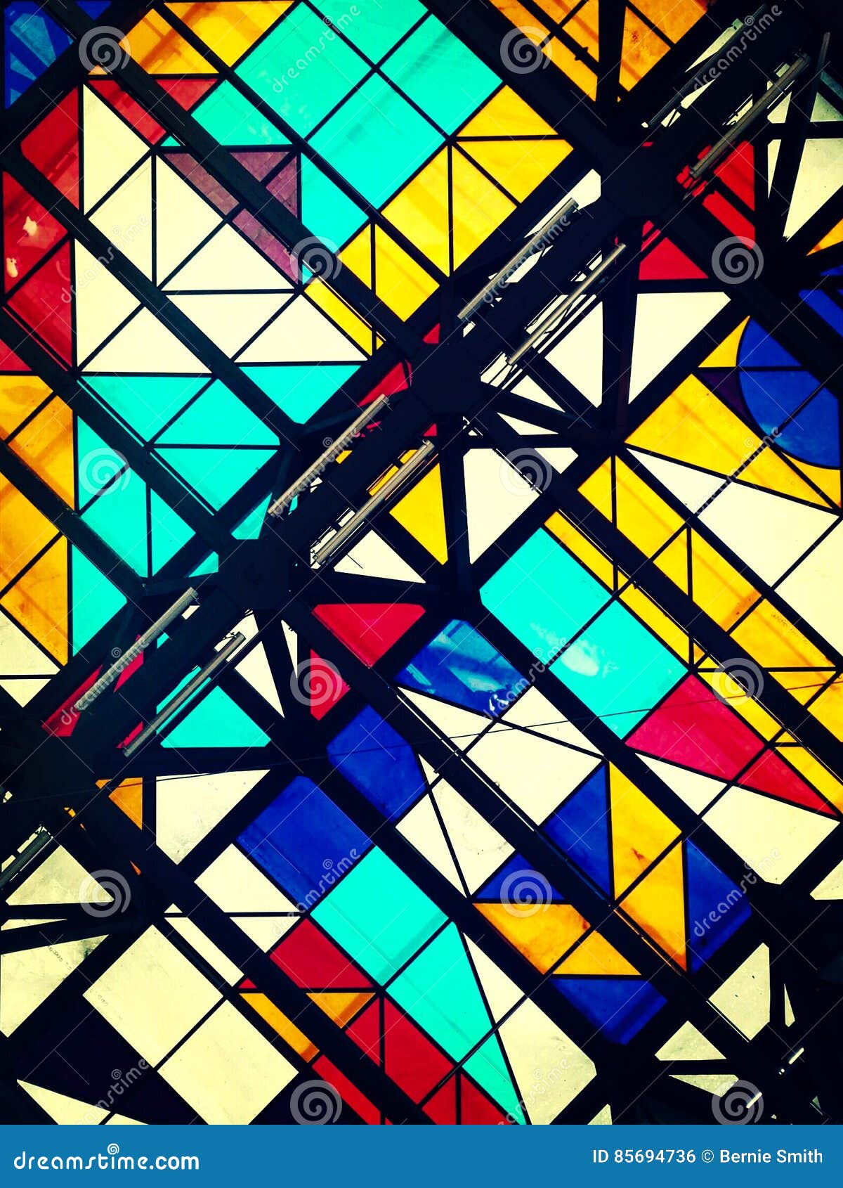 Color Photo of Glass Ceiling with Geometric Shapes Stock Photo - Image ...