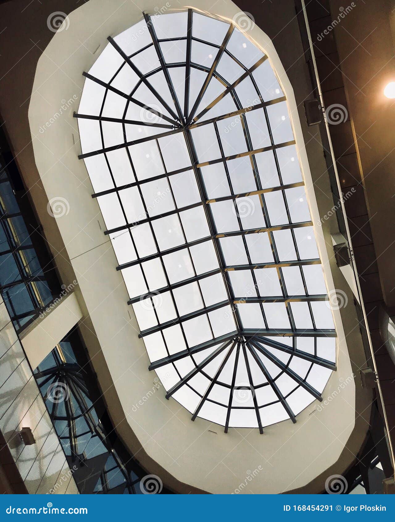 Glass ceiling in the mall stock image. Image of cell - 168454291