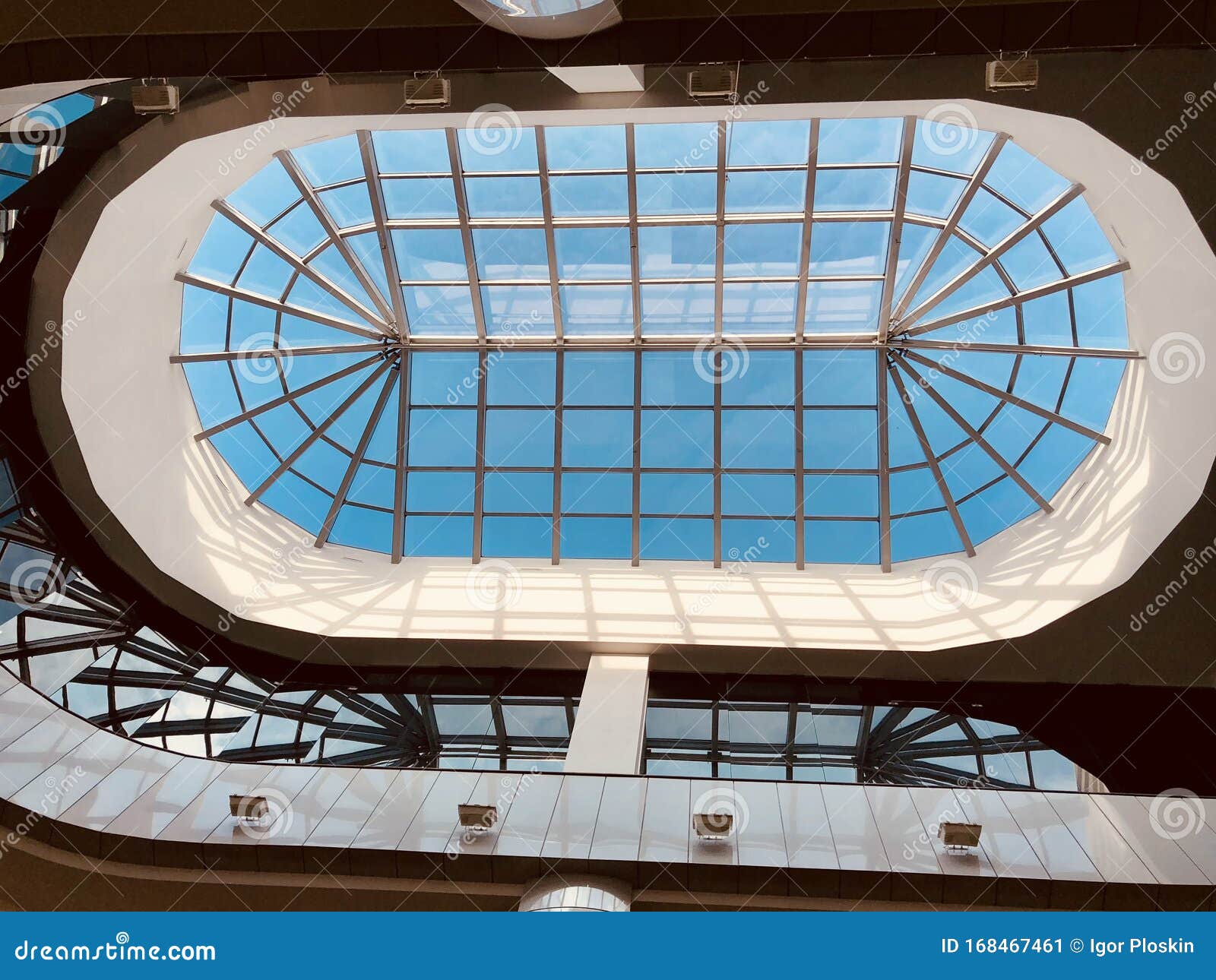 Glass Ceiling in the Mall Bottom View Stock Image - Image of ceiling ...