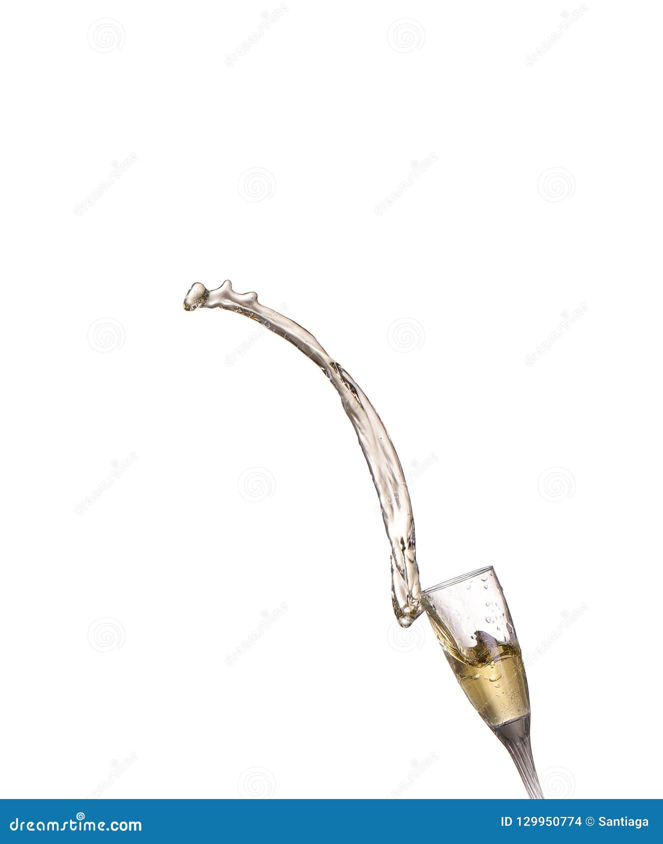 Glass of Champagne with Splash, Isolated on White Stock Photo - Image ...