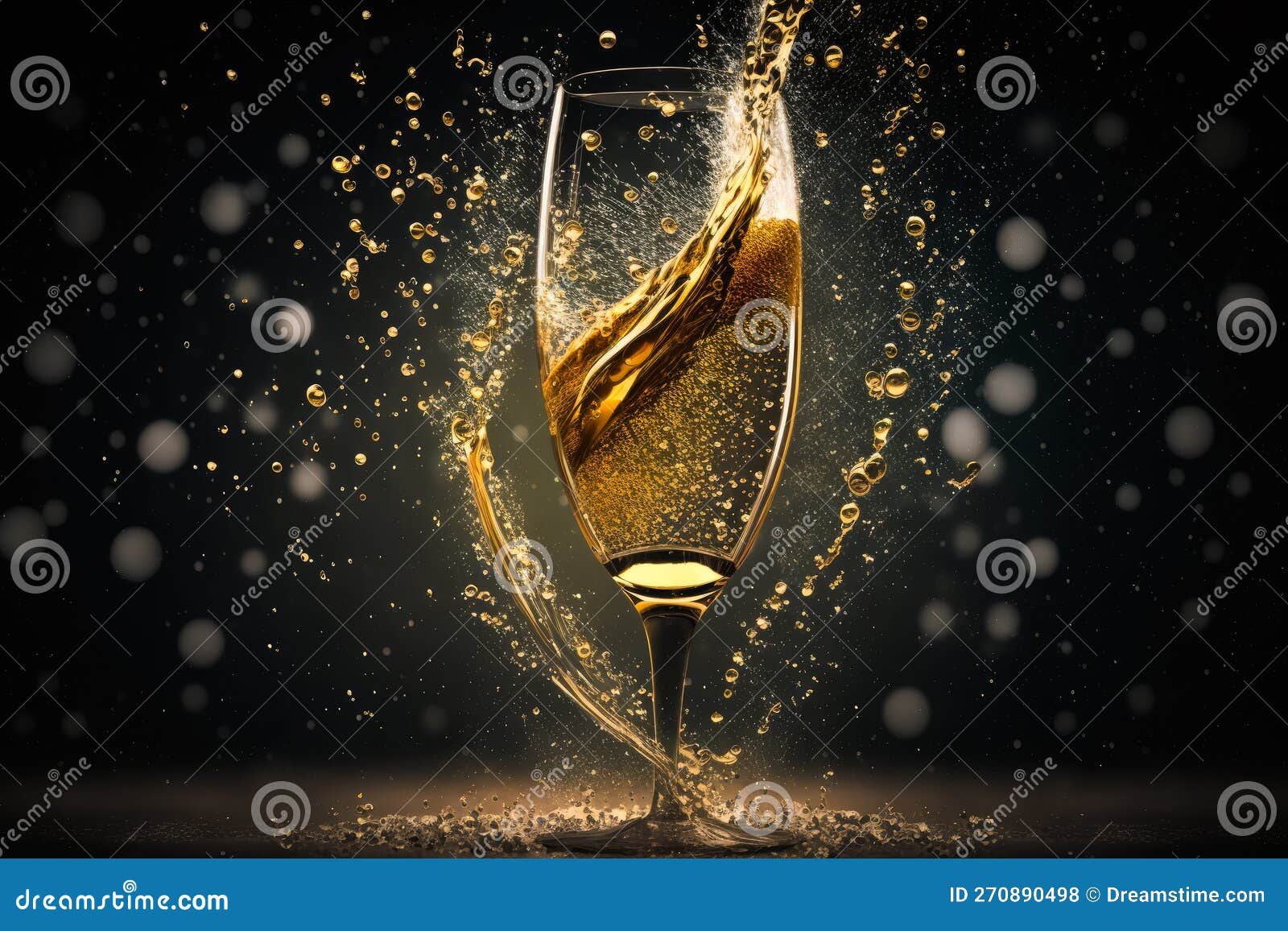Glass of Champagne with Splash of Liquid. Generative AI Stock ...