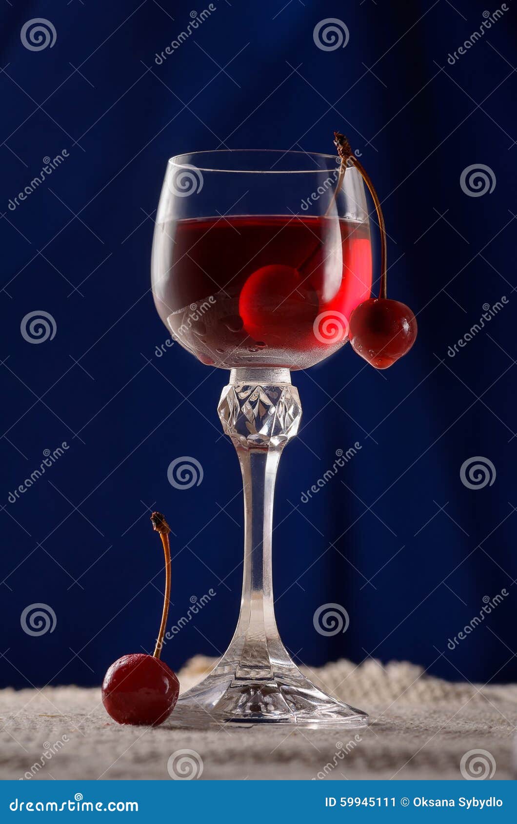 Glass with Cherries and Cherry Liqueur Stock Image - Image of romance ...