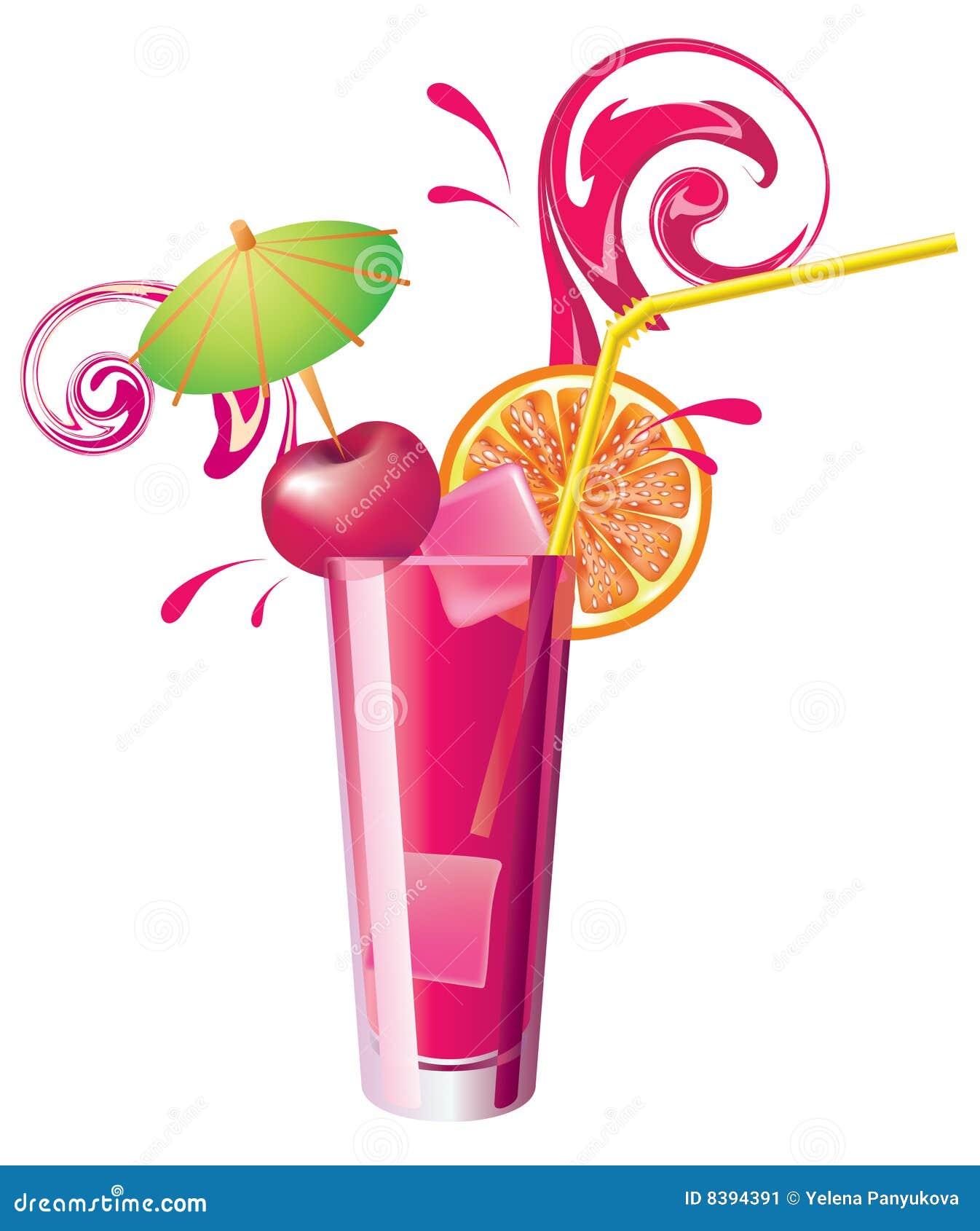 Glass Of Cherry Juice Cartoon Vector | CartoonDealer.com #8394391