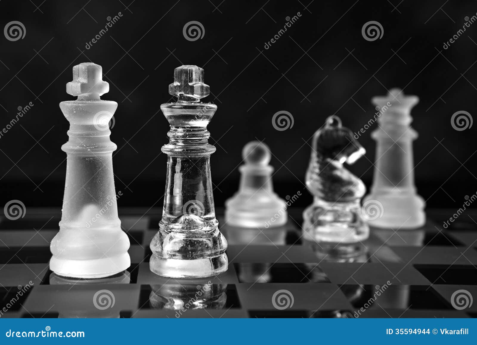 Glass Chess Board with Chess Pieces Stock Photo - Image of strategy ...