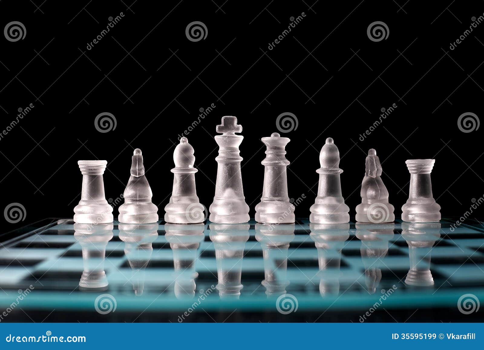 Glass Chess Board with Chess Pieces Stock Image - Image of black ...