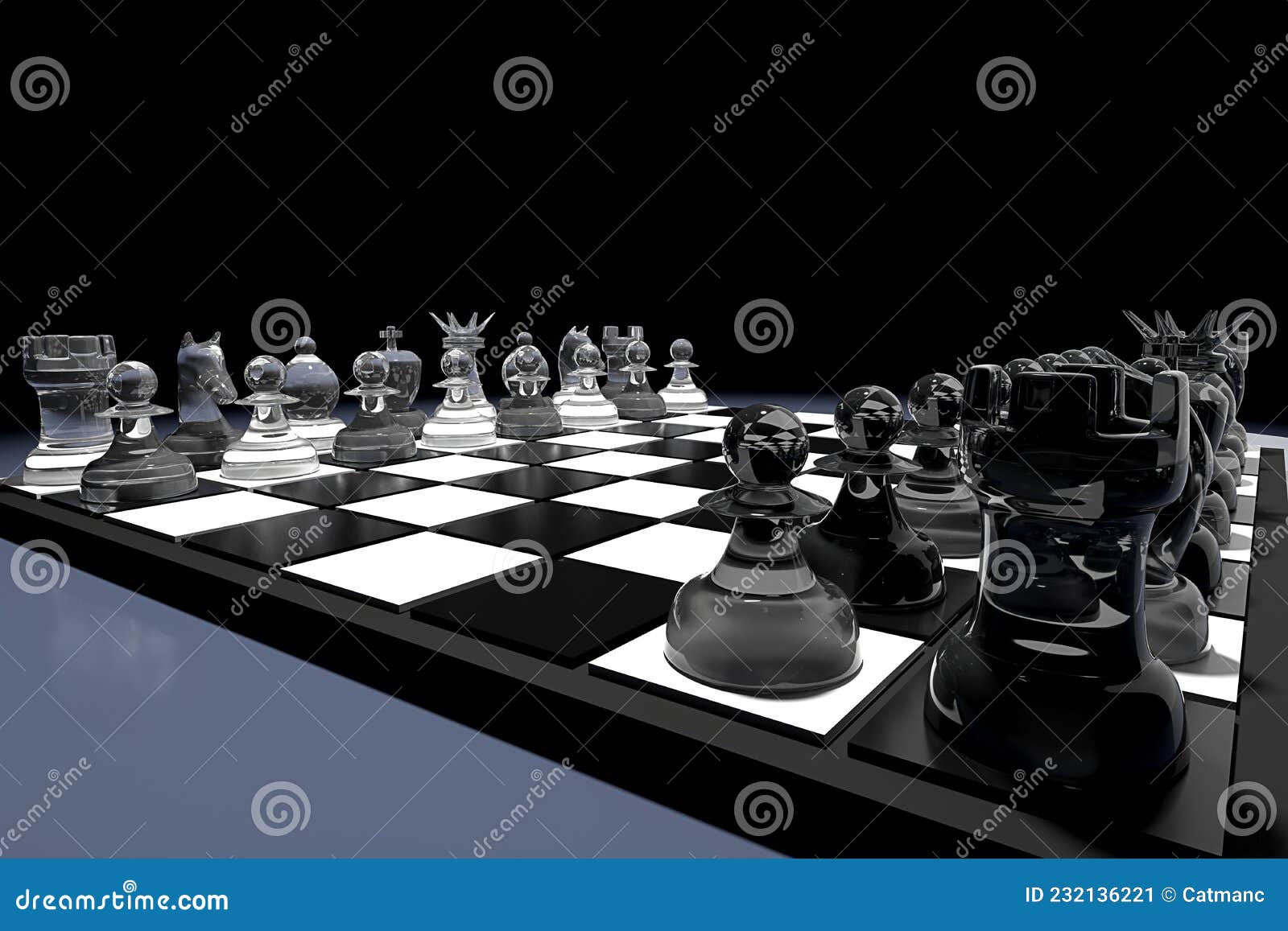 Glass Chess Pieces on Chess Board Stock Image - Image of entertainment ...