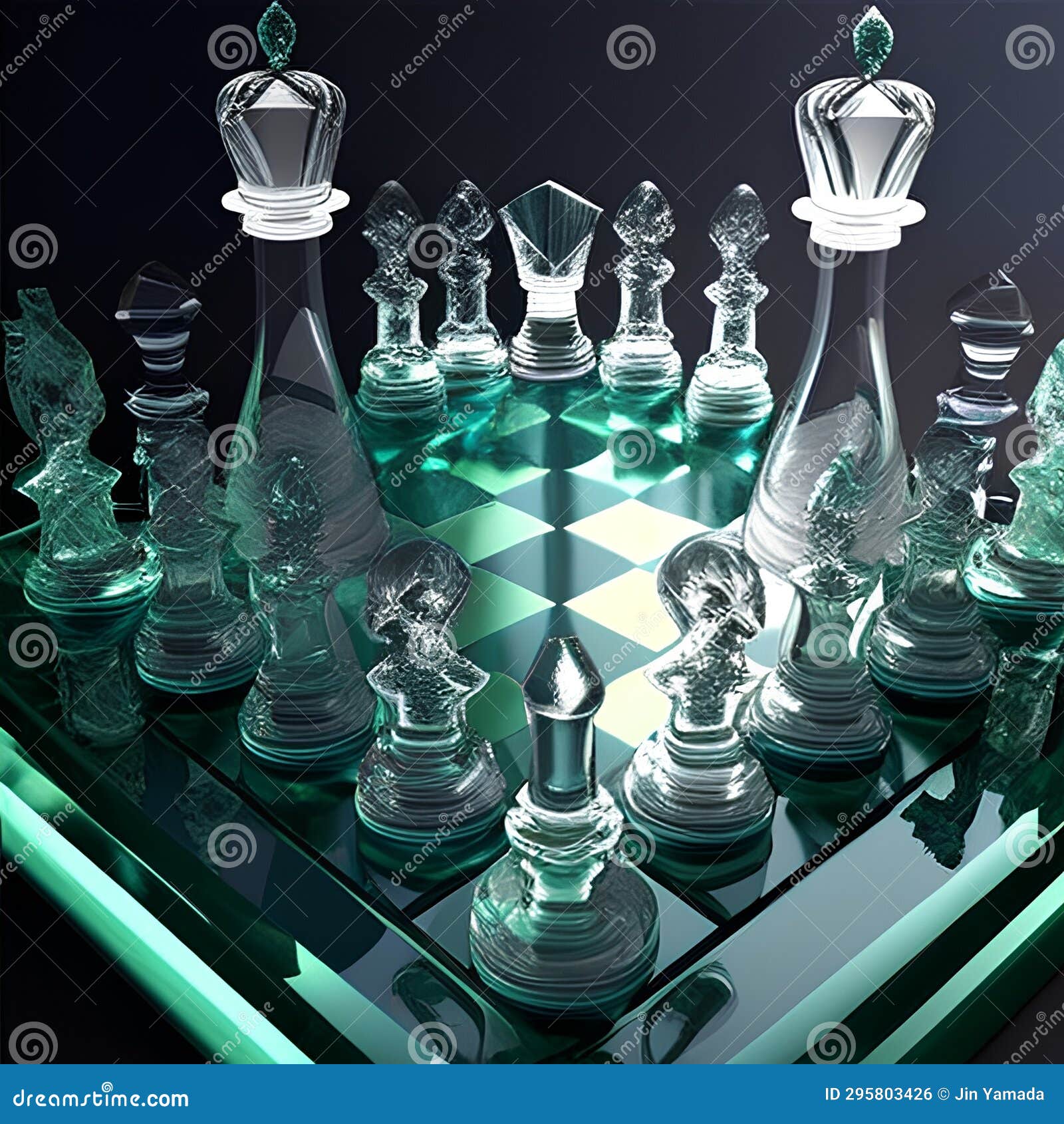 Glass Chess Pieces on a Dark Background. 3d Render Illustration Stock ...