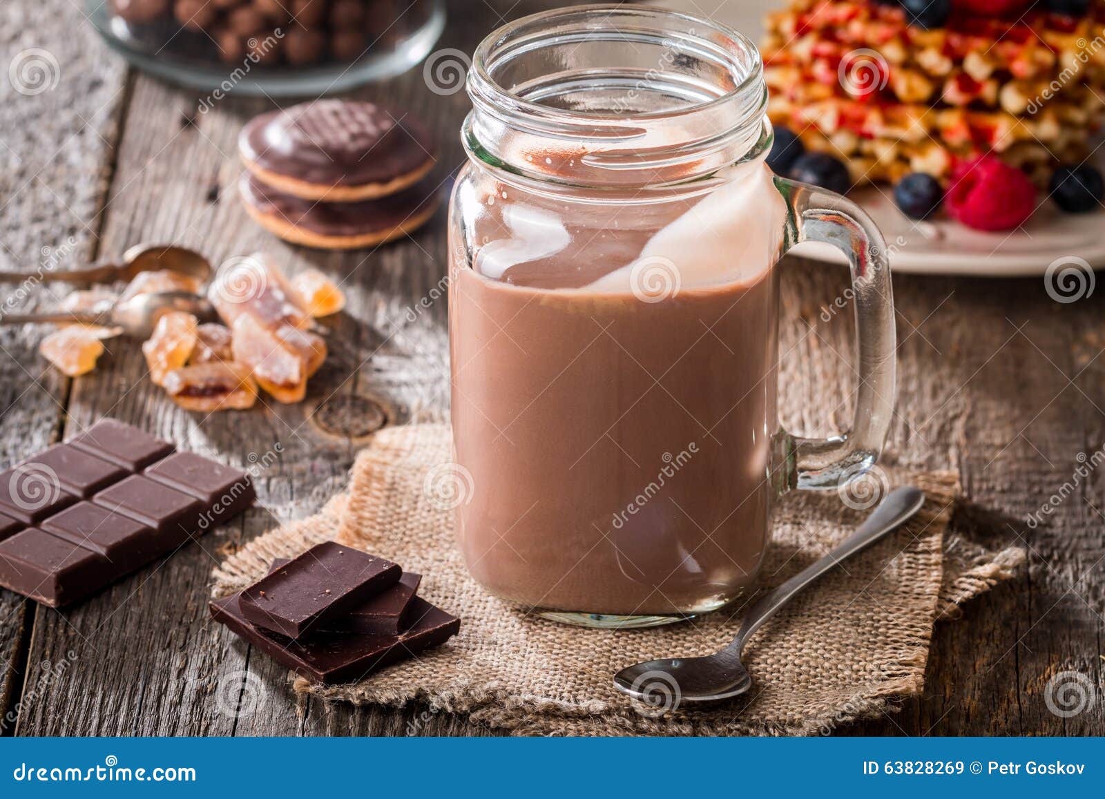 Glass of Chocolate Milkshake for Breakfast Stock Image - Image of ...