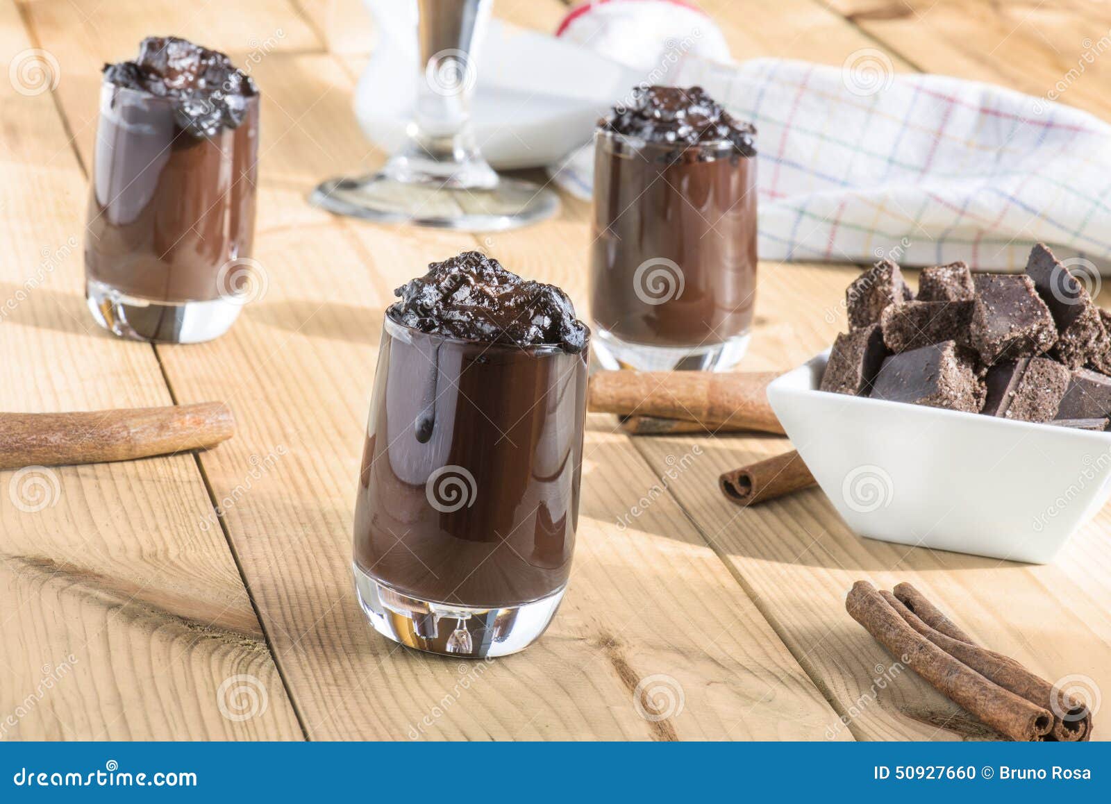 Glass with Chocolate Pudding Stock Photo - Image of cooking, jelly ...