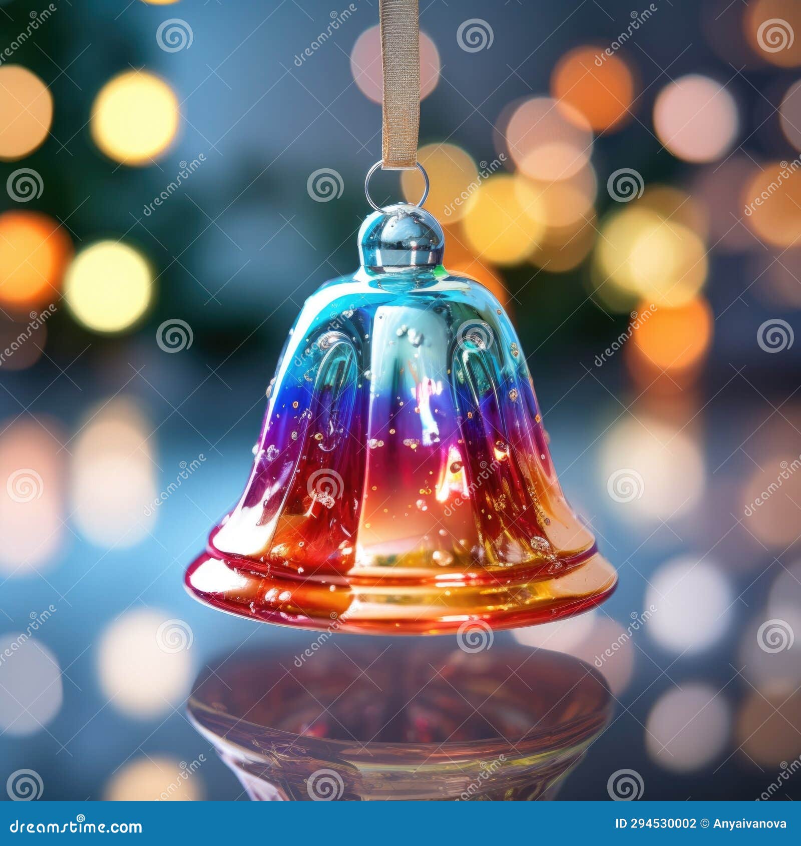 A Glass Christmas Bell Ornament Hanging from a String Stock Photo ...