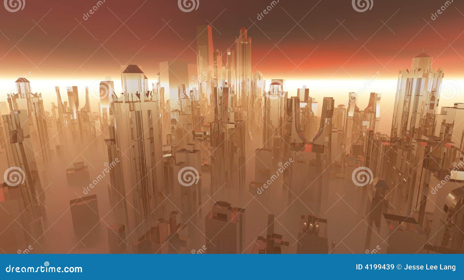 Glass city stock illustration. Illustration of mist, sunup - 4199439