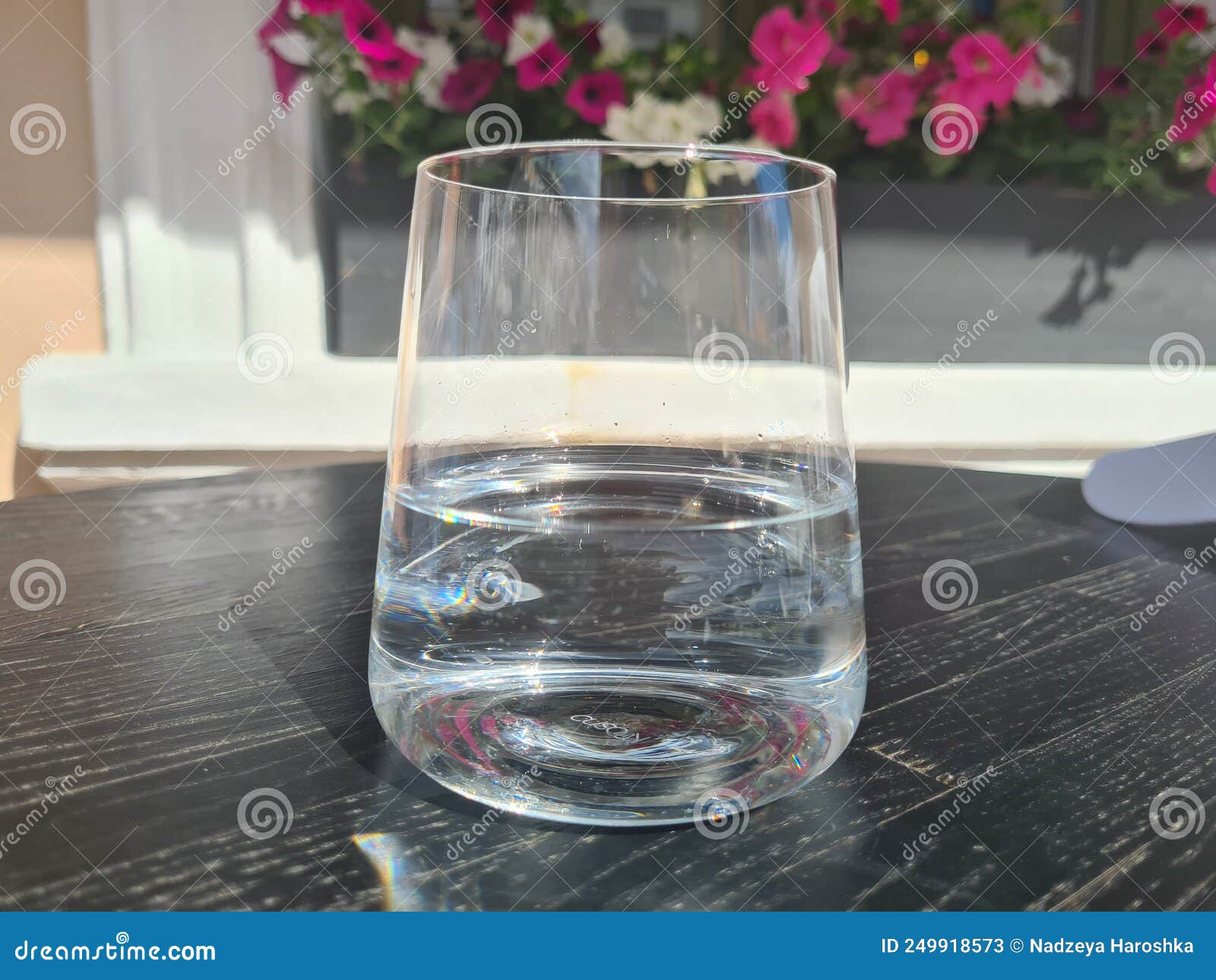 Glass of Clean Cold Water on Table in a Cafe Stock Image - Image of ...