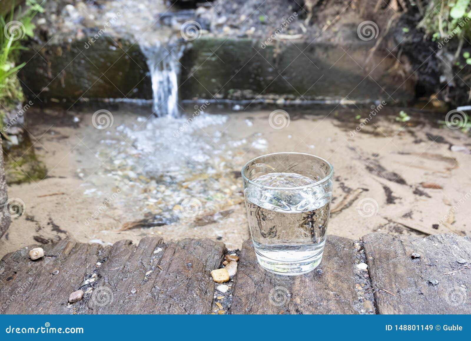 A Glass of Clean Spring Water Outdoor. Source of Clean Natural Water ...
