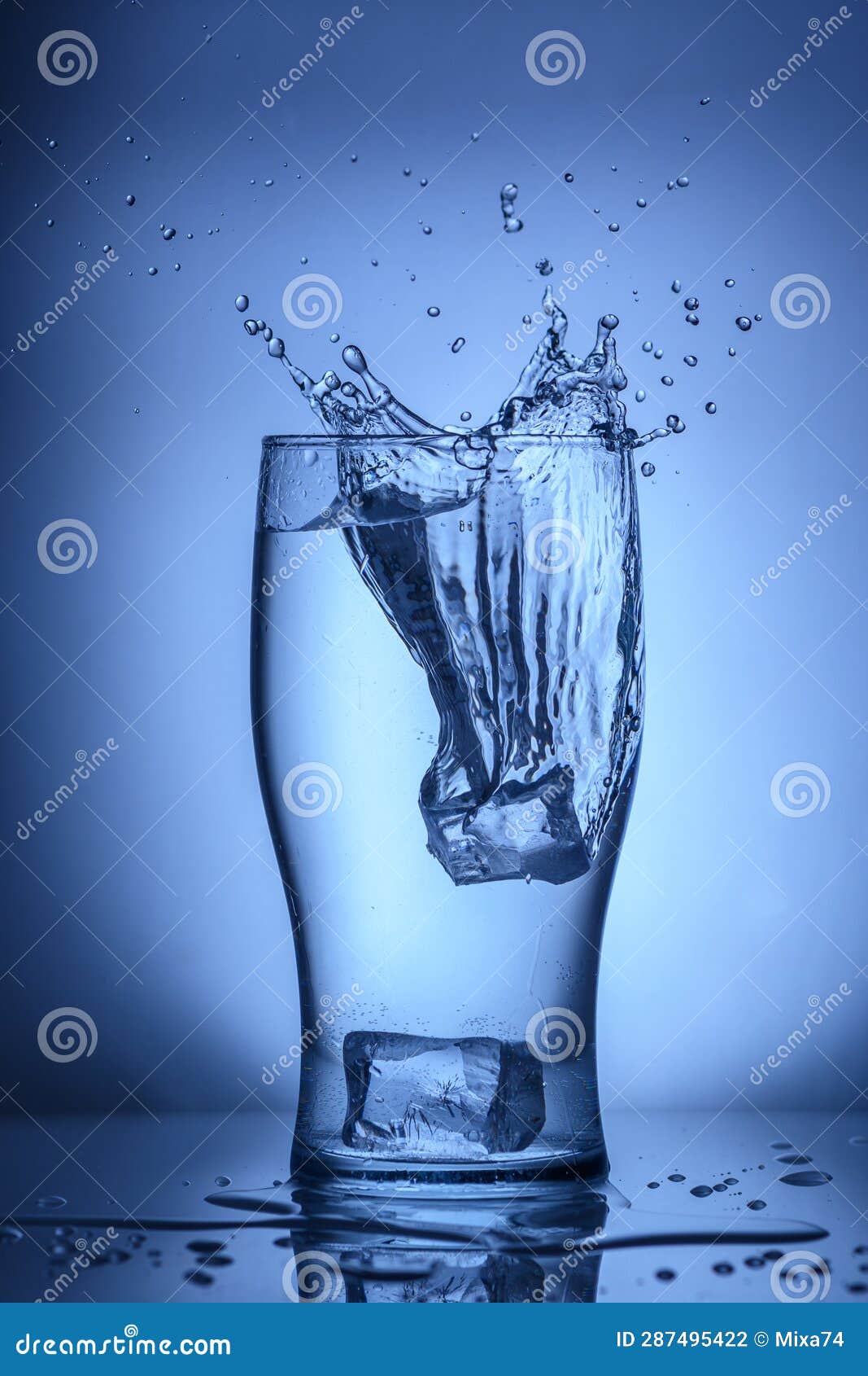 A Glass of Clean Water into Which an Ice Cube Was Thrown, Water ...