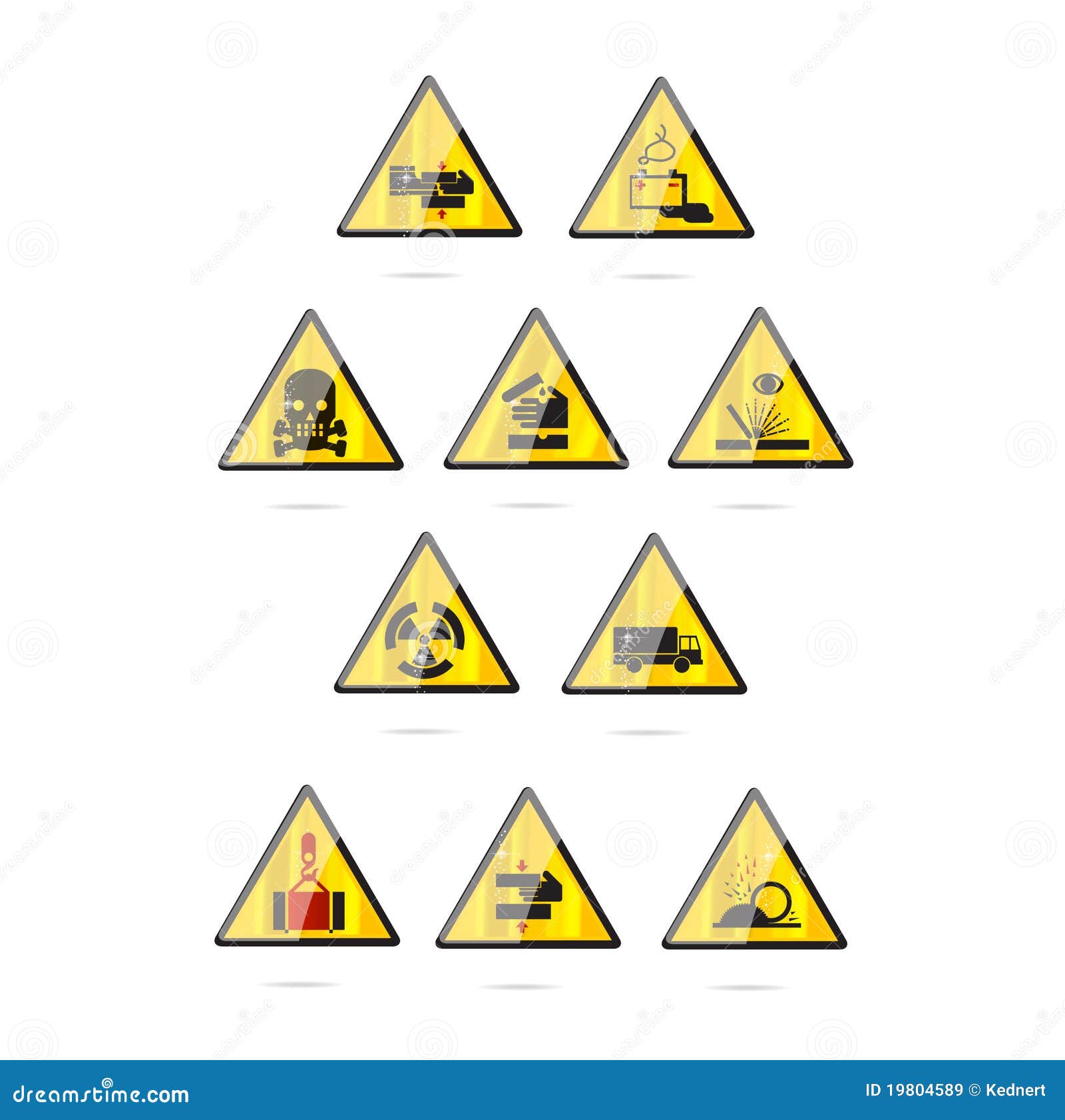 Glass and Clear Danger Symbols Set Stock Illustration - Illustration of ...