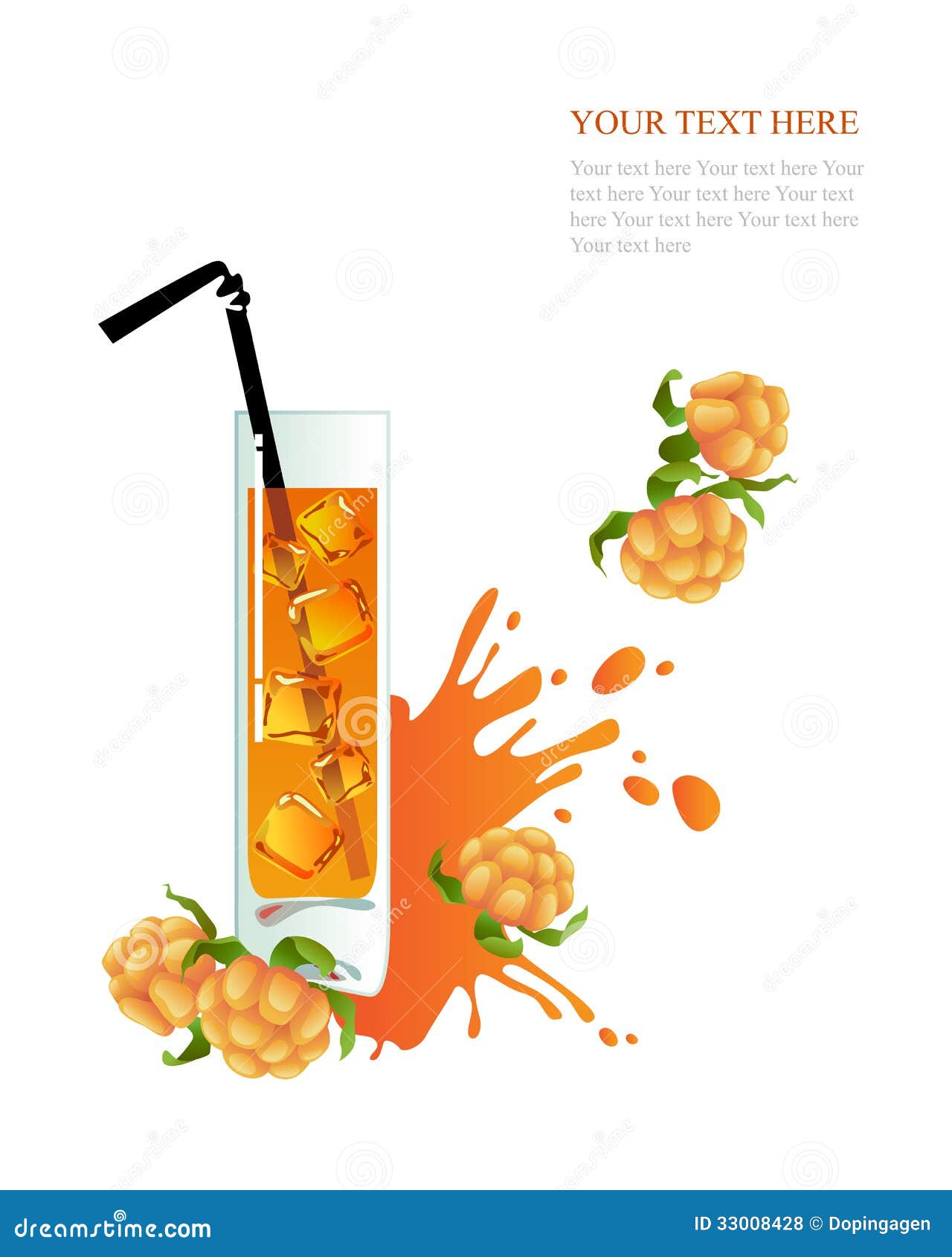 Glass of Cloudberry Juice on a White Stock Vector - Illustration of ...
