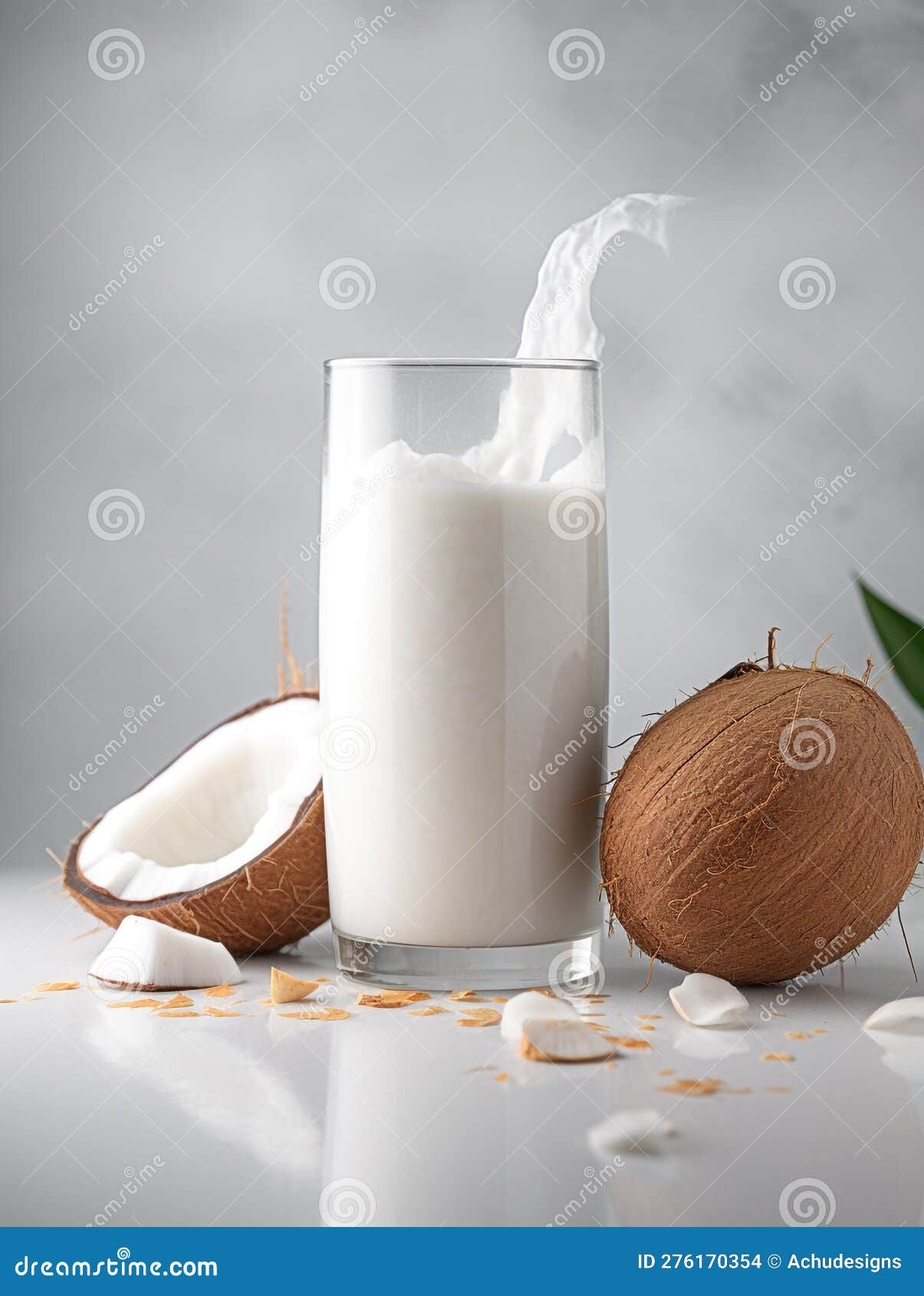 Glass of coconut milkshake stock photo. Image of drink - 276170354