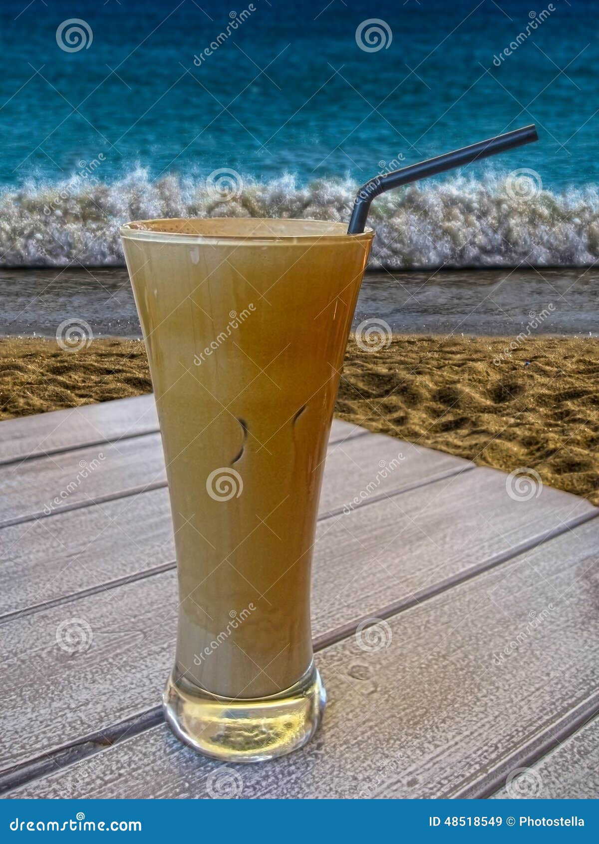 Glass with Cold Greek Coffee - Nescafe Stock Image - Image of water ...