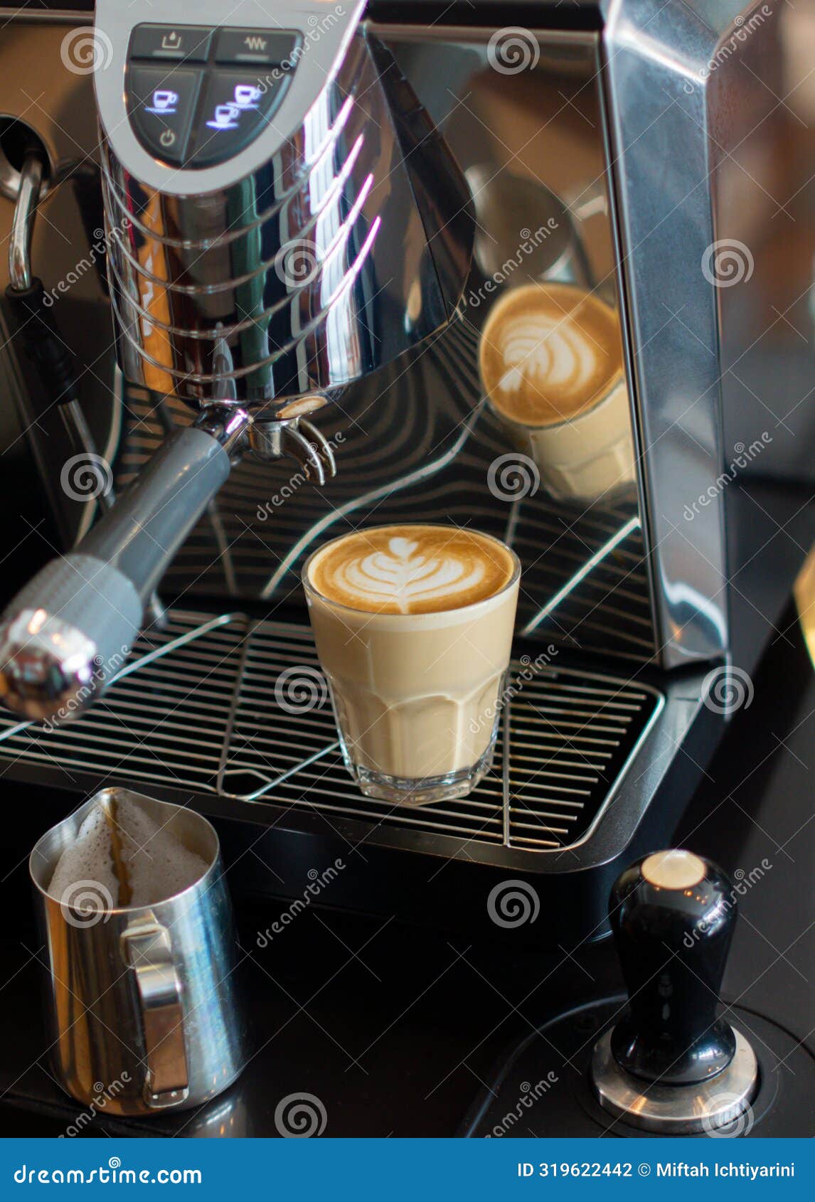 Glass of Coffee Latte with Frothy Art Stock Photo - Image of aroma ...