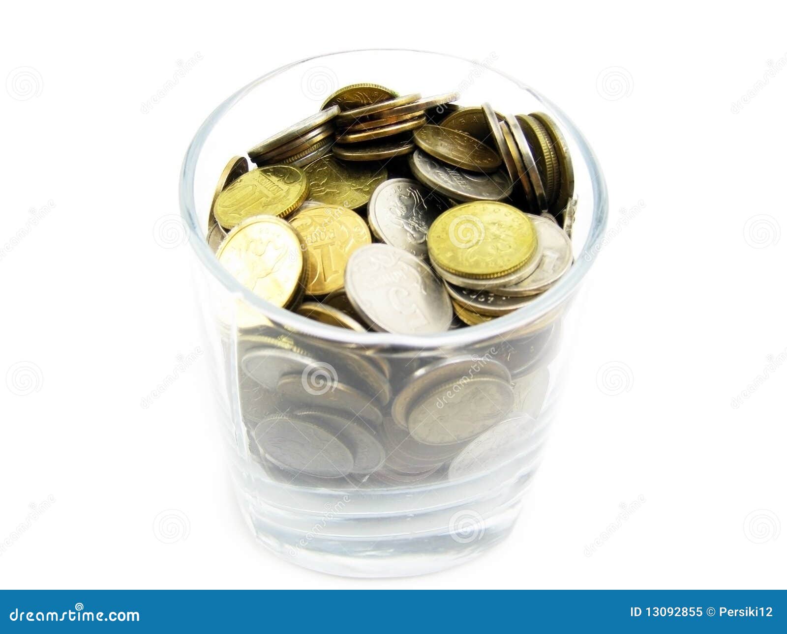Glass of coins stock image. Image of indoors, inside - 13092855