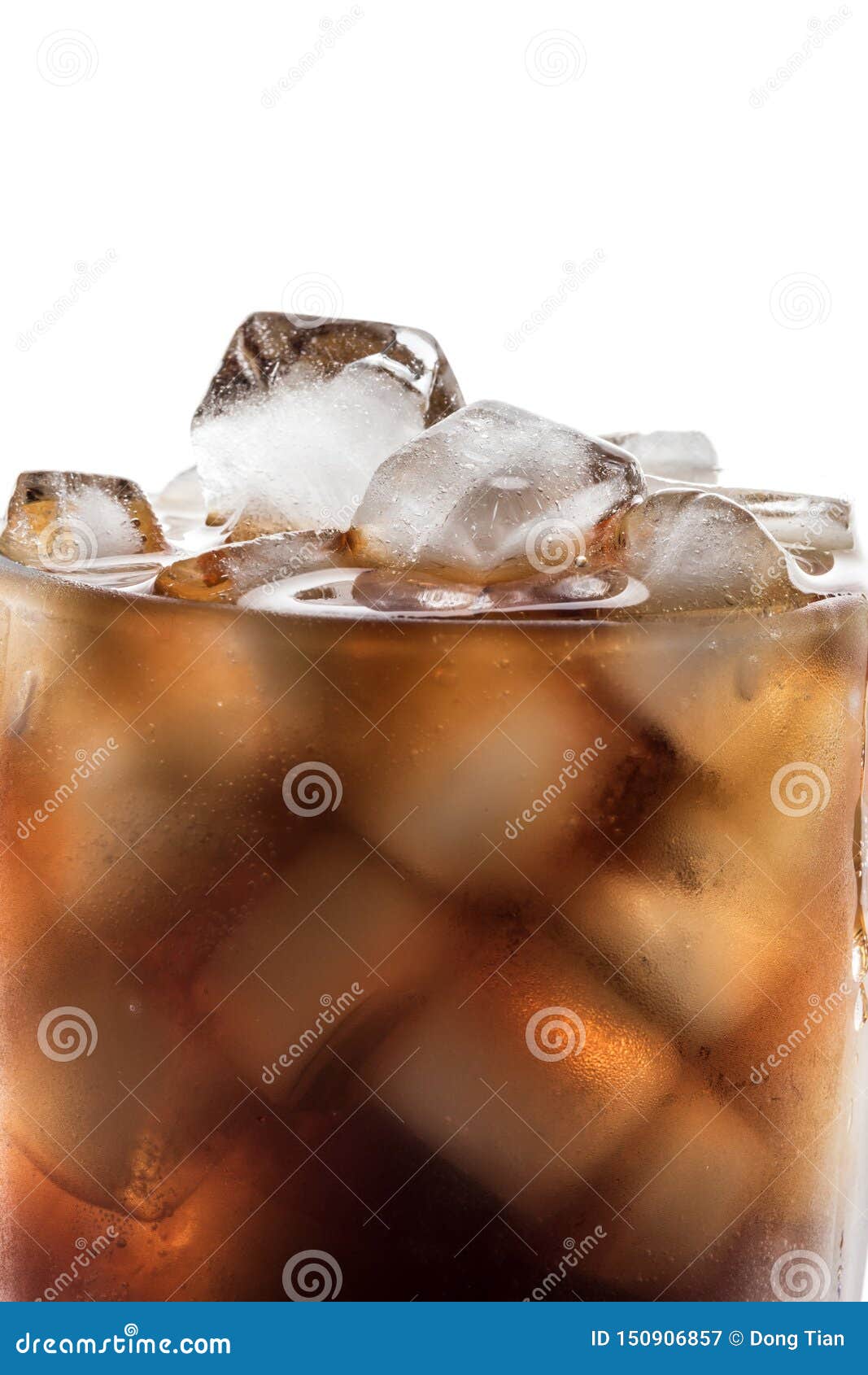Coke and ice in a glass stock image. Image of macro - 150906857
