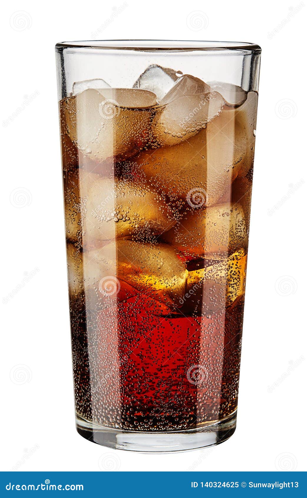 Glass Cola with Ice Isolated on White Background. Stock Image - Image ...