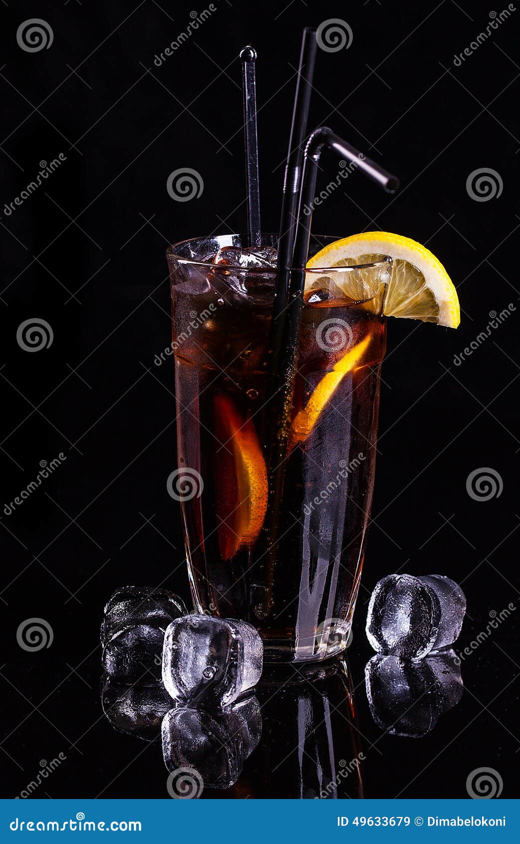 Glass of Cola with Ice and Lemon. Stock Image - Image of cube, citrus ...