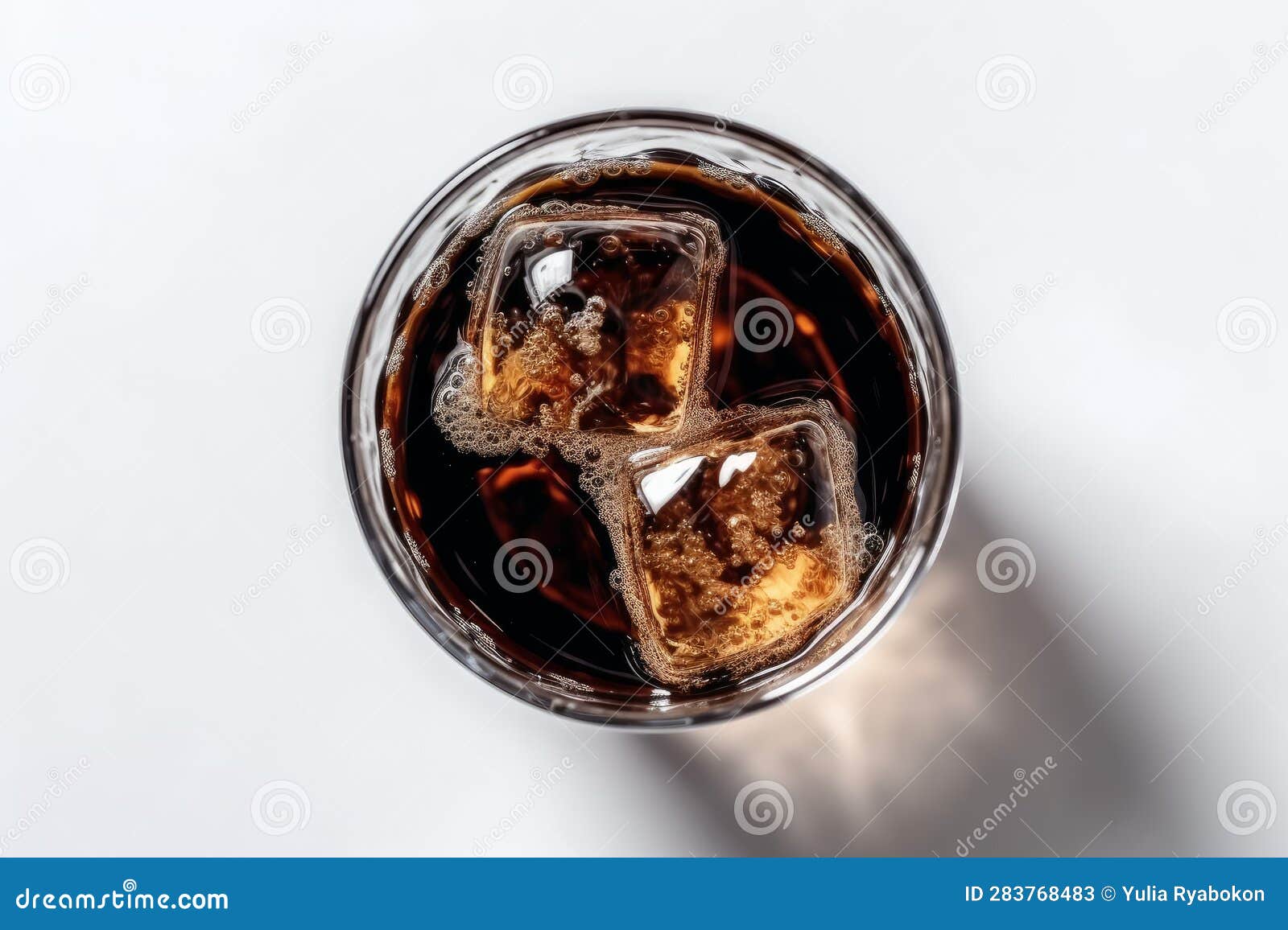 Glass Cola Ice Top View. Generate Ai Stock Illustration - Illustration ...