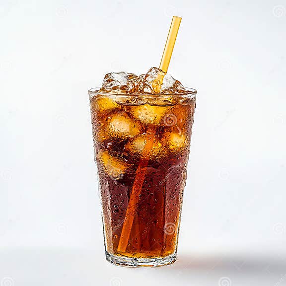 A Glass of Cola Cola with a Straw in it Stock Photo - Image of ...
