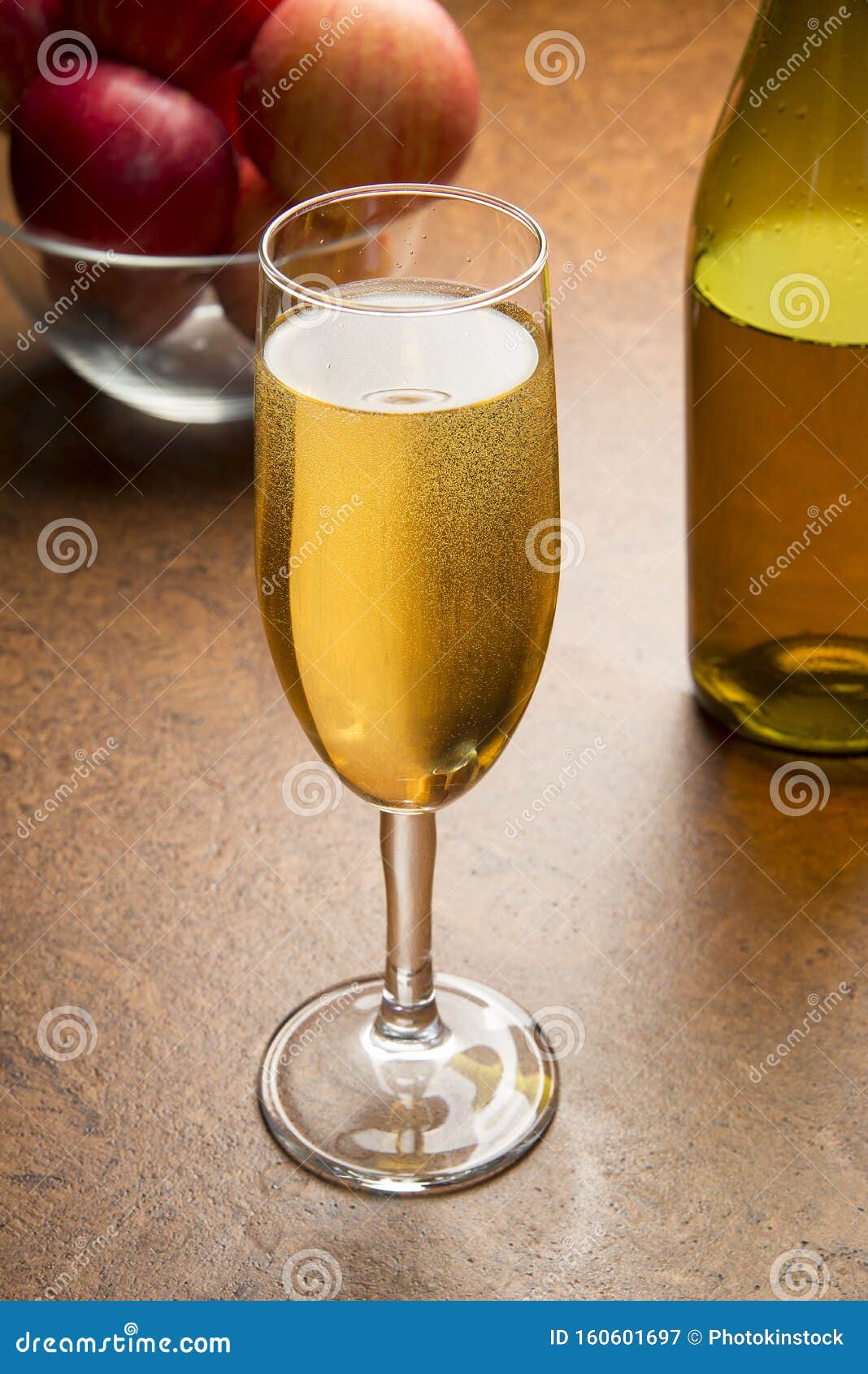 Glass of Cold Apple Cider on a Brown Table. Selected Focus Stock Image ...