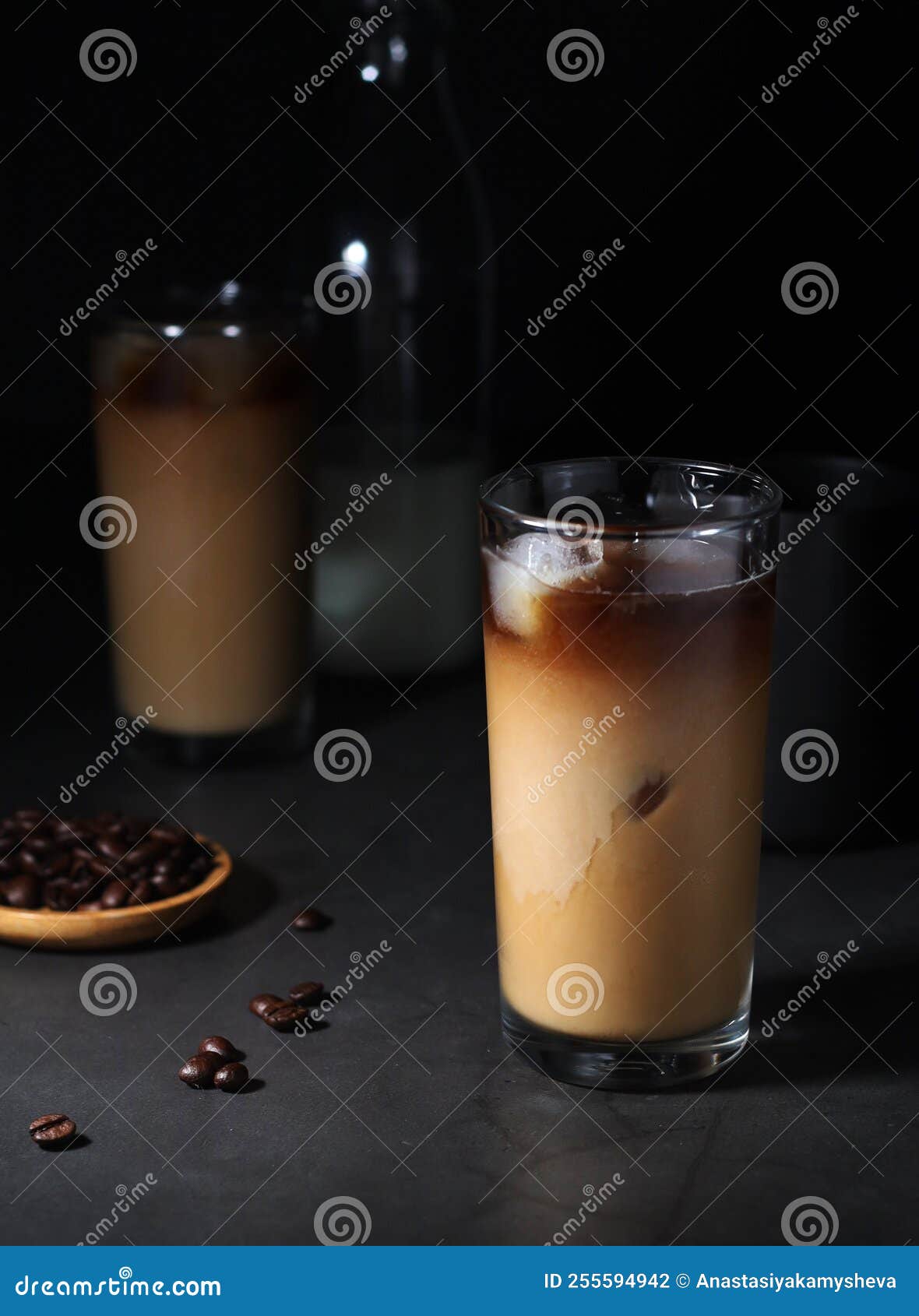 Cold Coffee with Ice in Low Key Stock Photo - Image of brew, filter ...