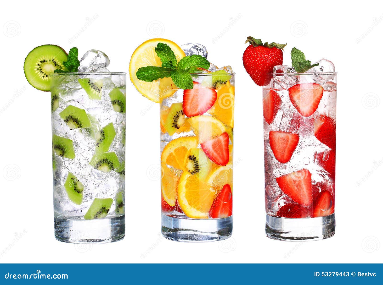 Glass of Cold Fruit Drinks Collection Isolated on White Stock Image ...