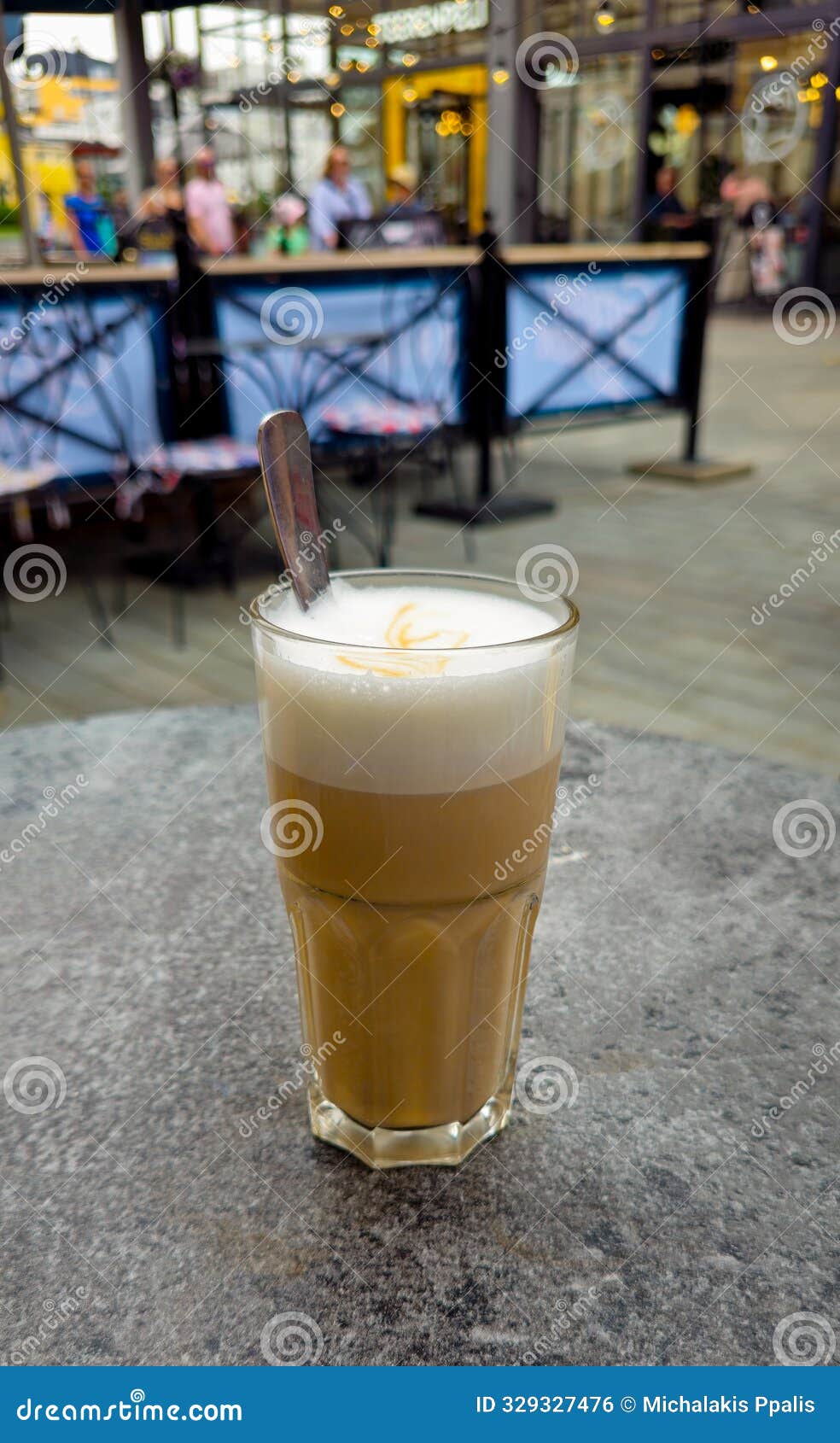 Glass of Cold Ice Coffee Latte Refreshment on a Table in a Restaurant ...