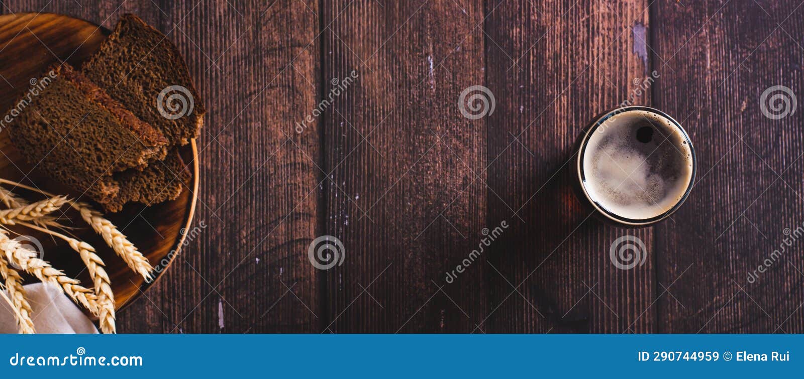 A Glass of Cold Kvass and Rye Bread for Fermentation on the Table Top ...