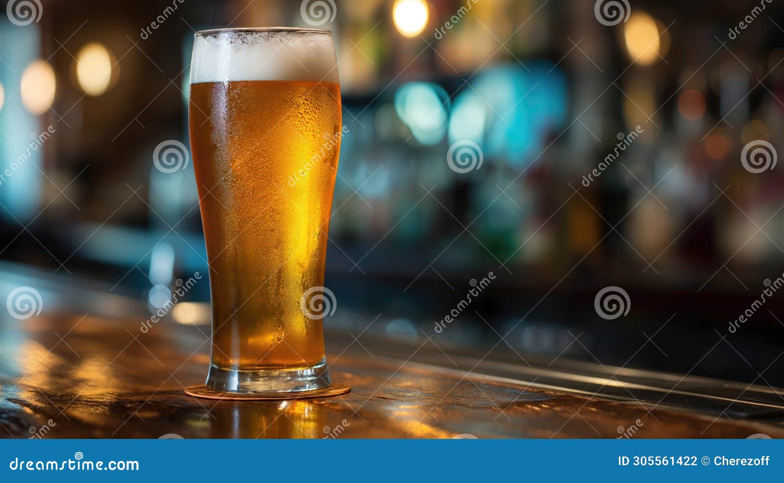 A Glass of Cold Lager on the Bar Stock Photo - Image of white, object ...