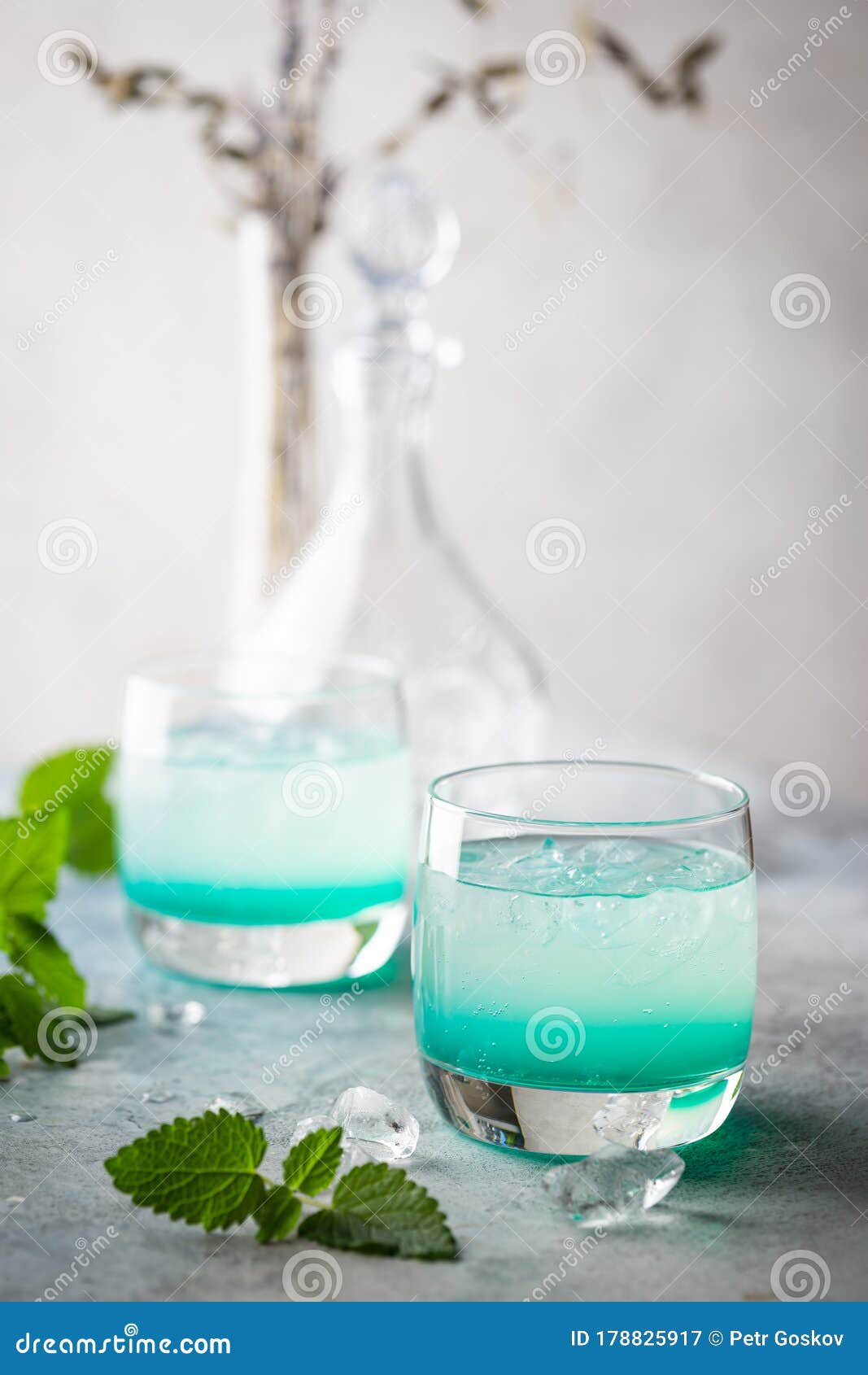 Glass of cold mint drink stock image. Image of closeup - 178825917