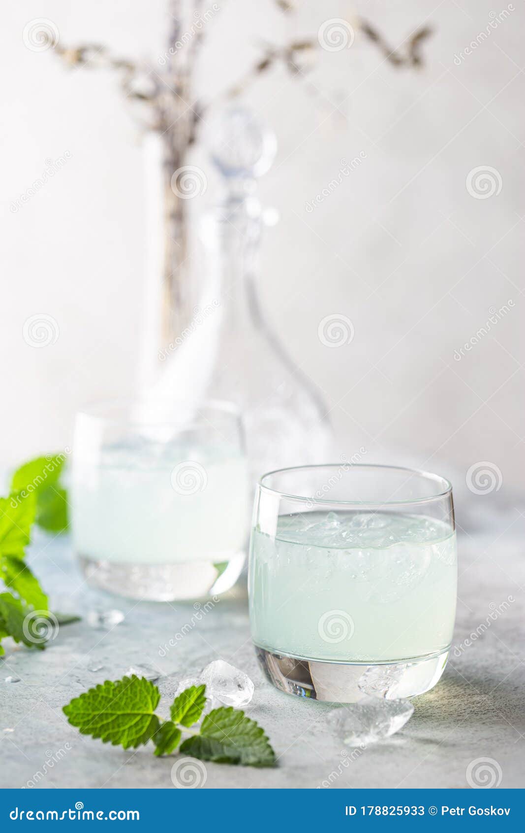 Glass of cold mint drink stock image. Image of fruit - 178825933