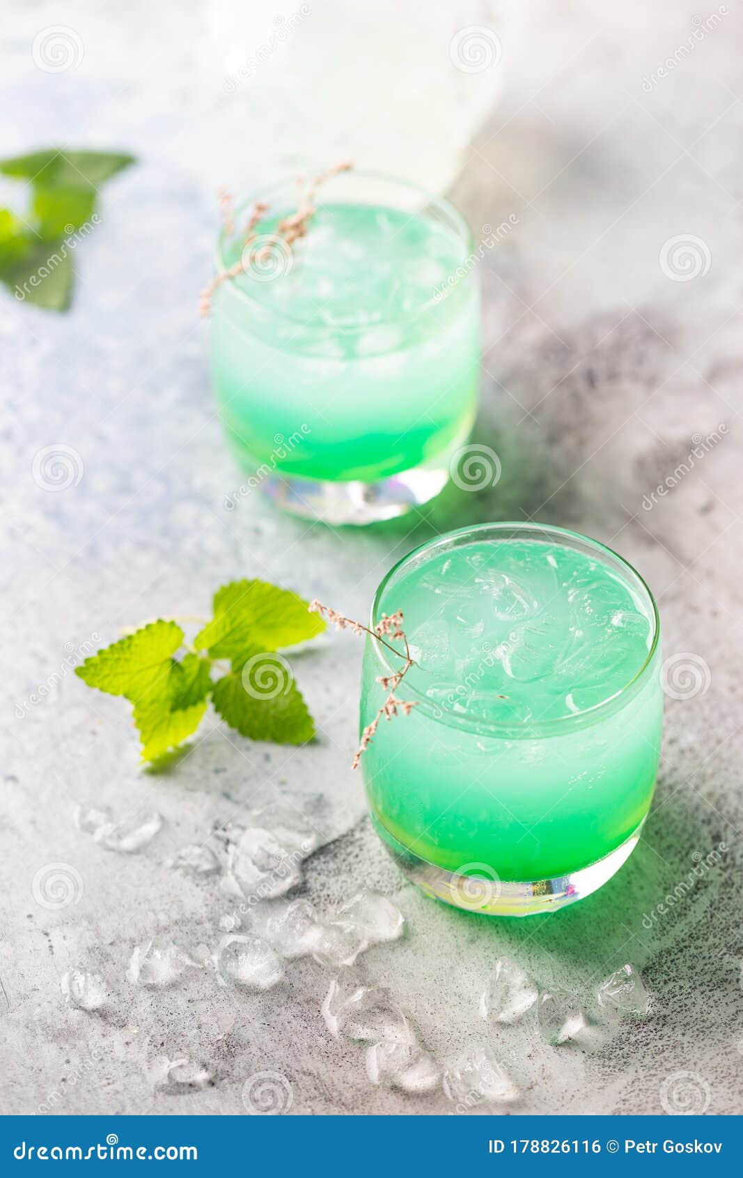 Glass of cold mint drink stock photo. Image of drink - 178826116