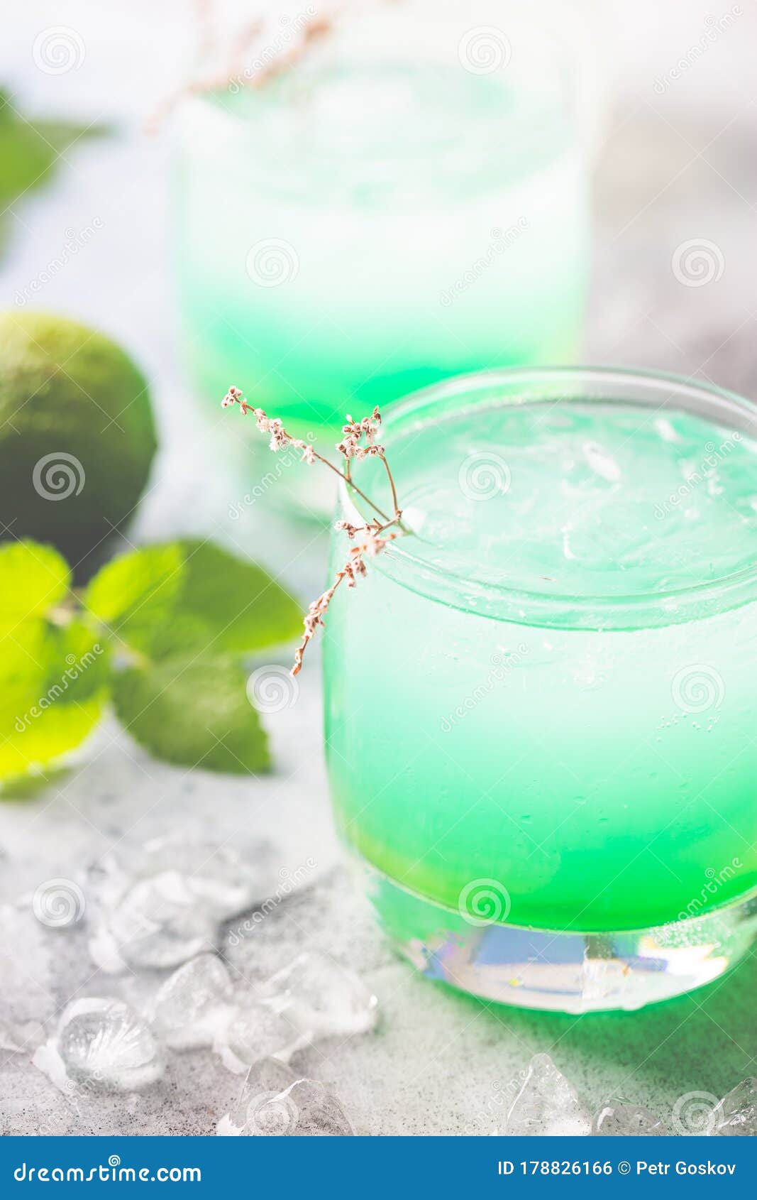 Glass of cold mint drink stock photo. Image of herb - 178826166