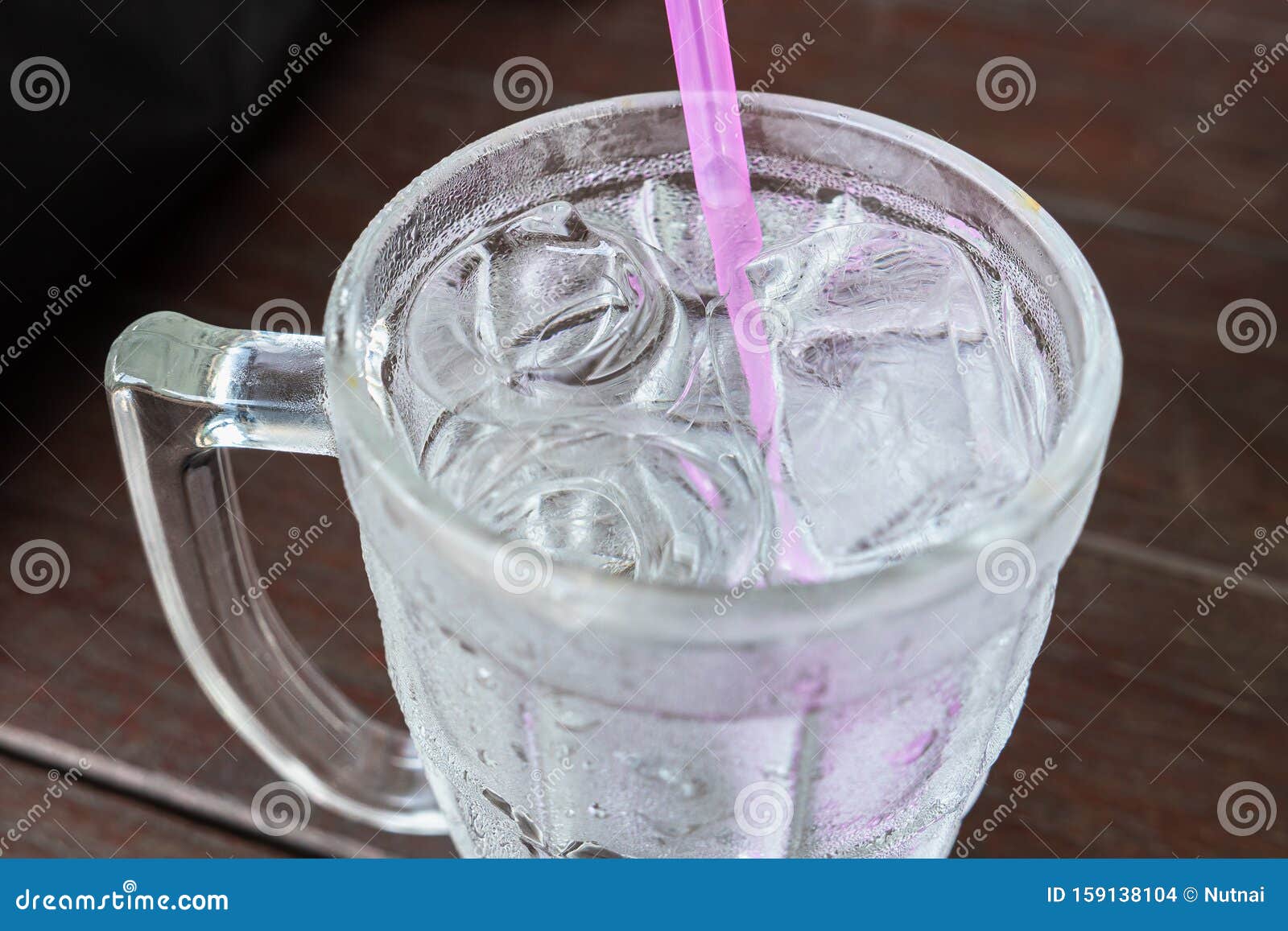 Glass of Cold Water with Ice and Straw Stock Photo - Image of fresh ...