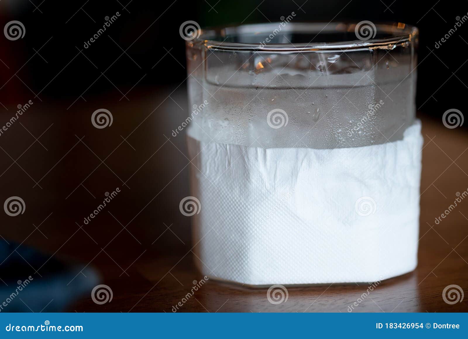 Glass of Cold Water Wrapped in Tissue Paper Stock Photo - Image of ...